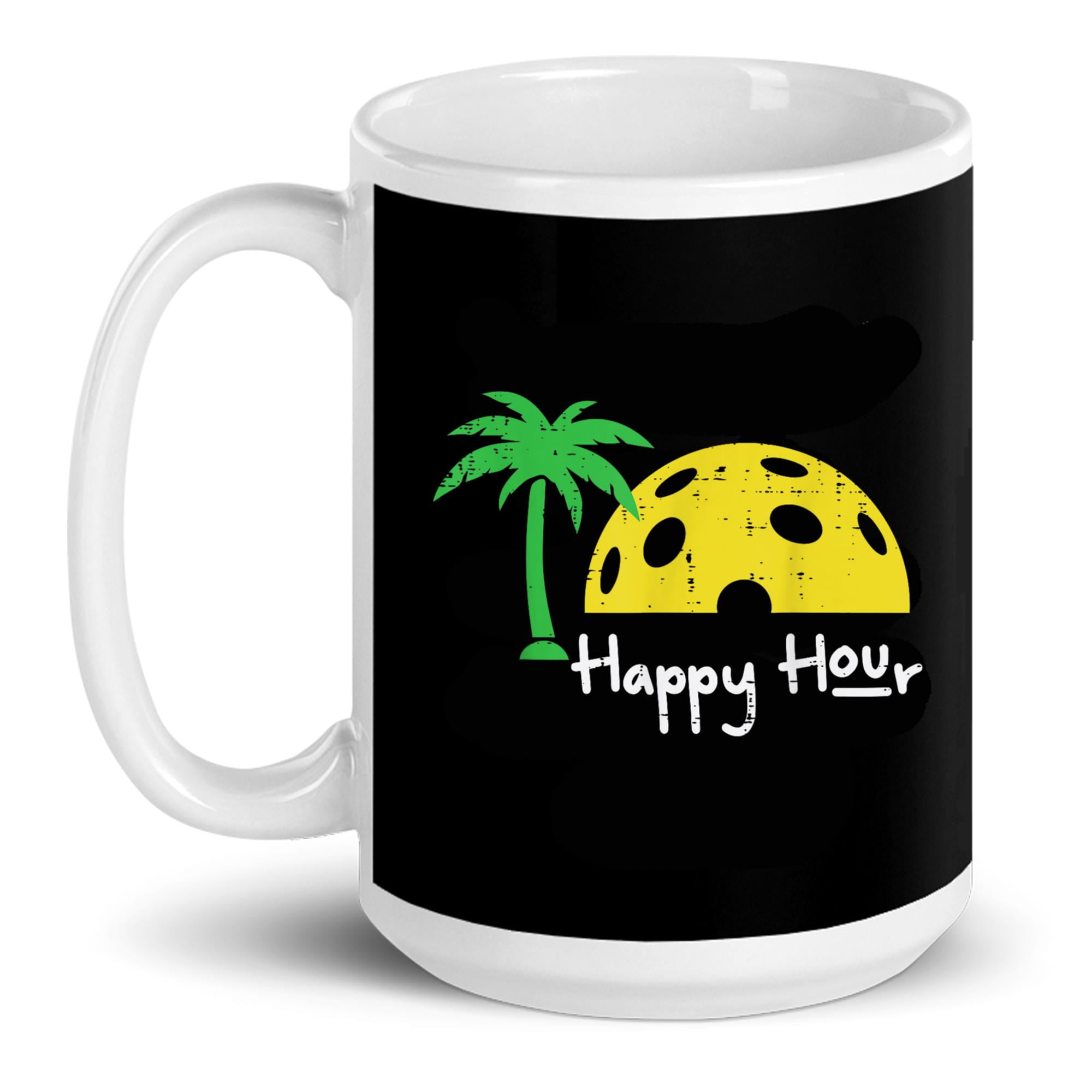 Pickleball Happy Hour Palm Tree Pickleball Player Fans Gift Ceramic Mug ...