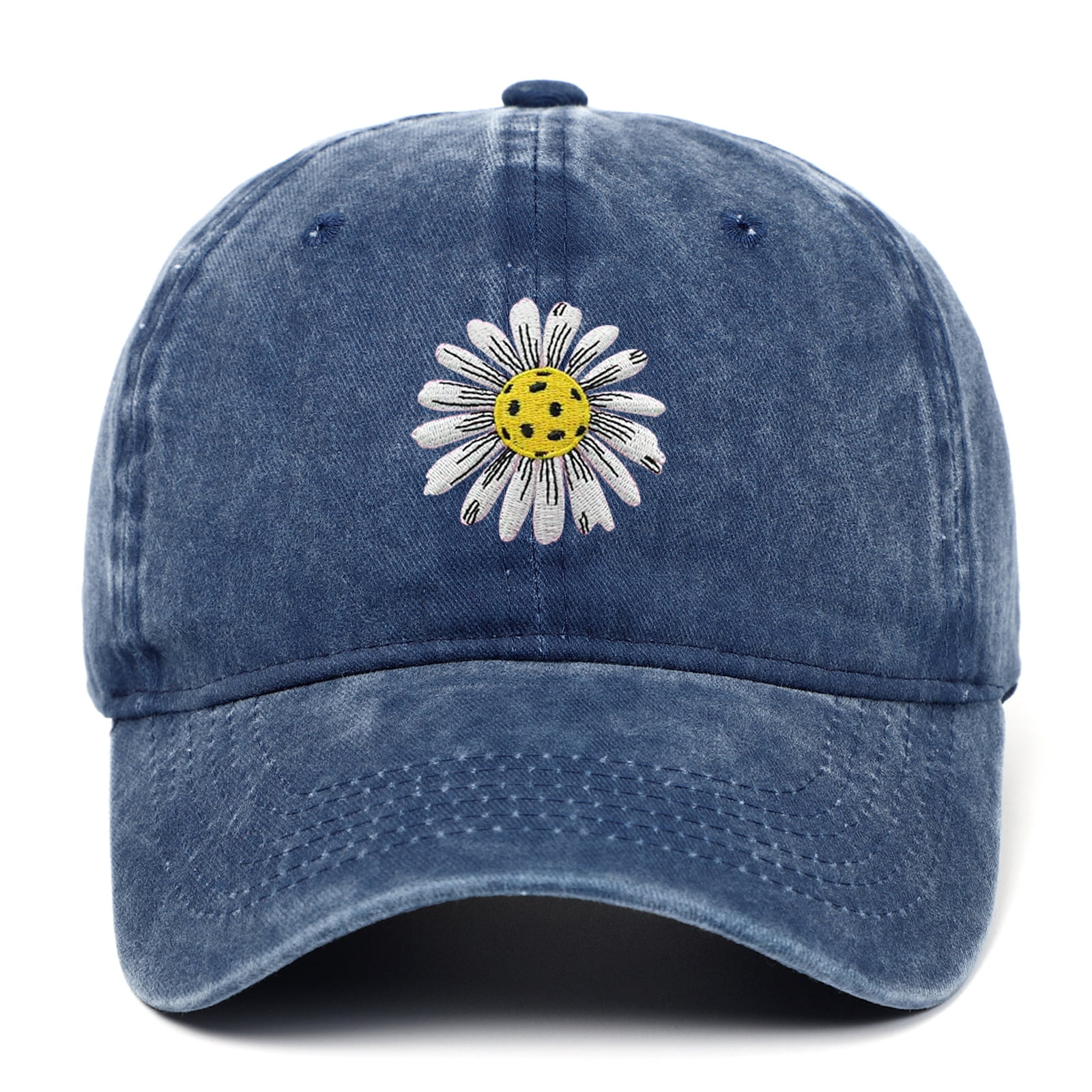Pickleball Hat for Women, Adjustable Cotton Embroidered Daisy Pickle ...