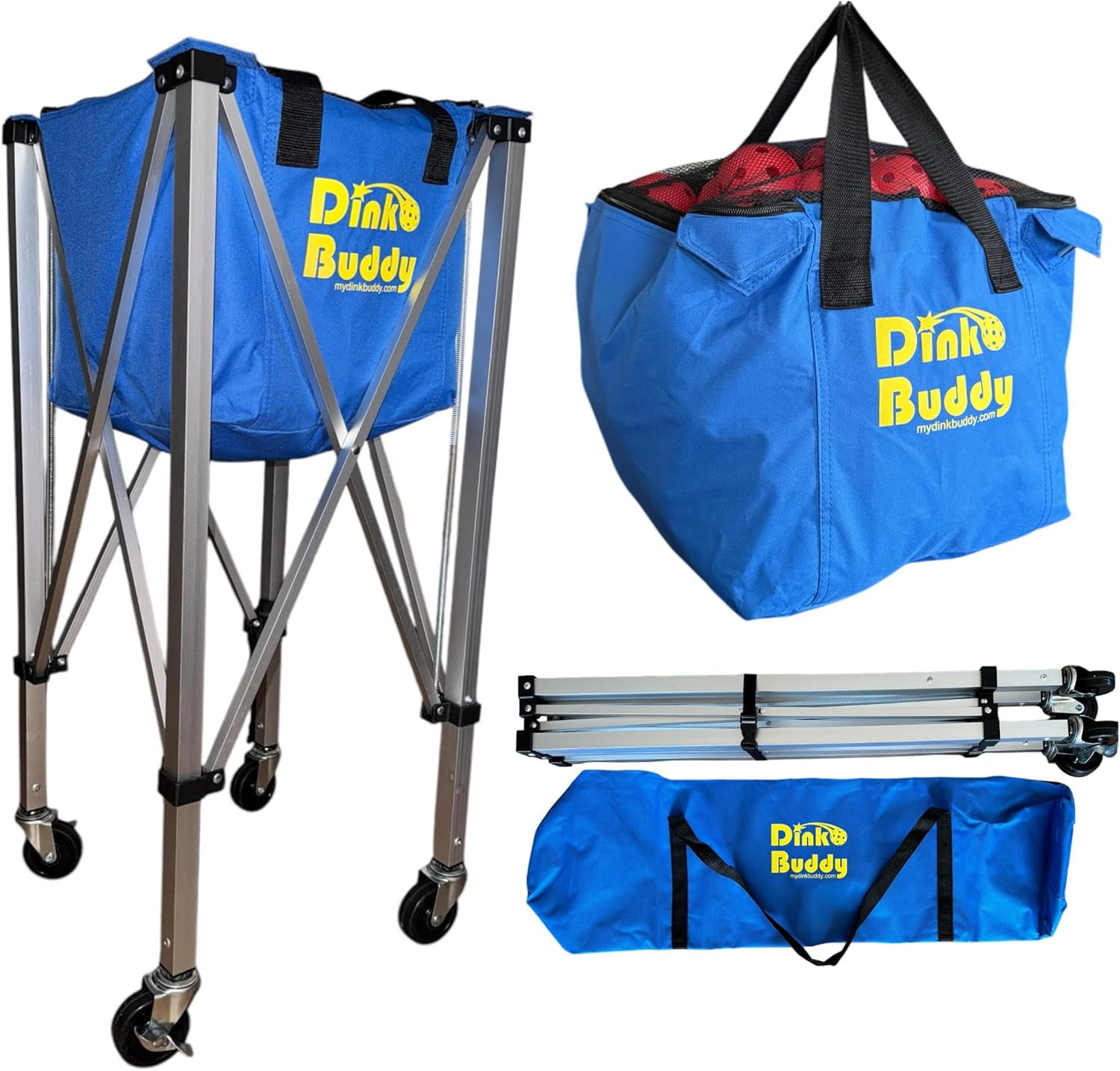 Pickleball Hopper with Wheels – Portable Ball Caddy – Pickleball Basket ...