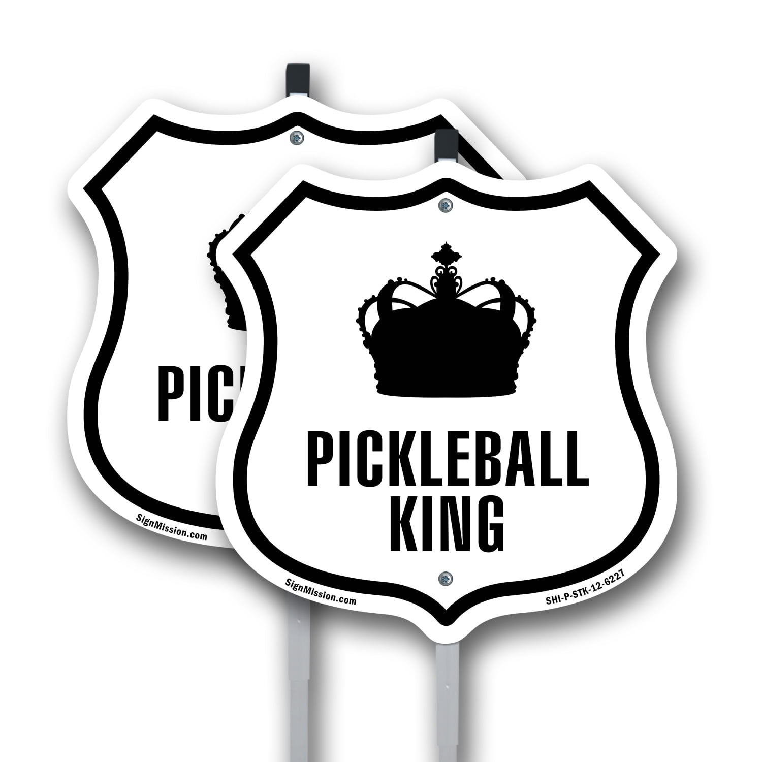 Pickleball King (2 Pack) 12 inch X 12 inch Shield Shaped Commercial ...