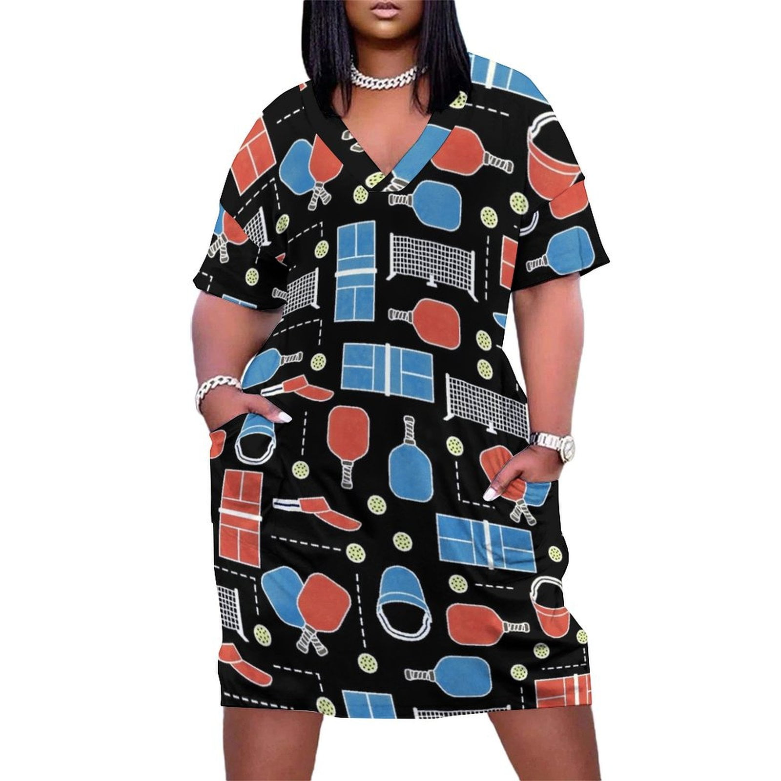 Pickleball Life Sport Pattern Dark Loose Pocket Dress Summer dresses ...
