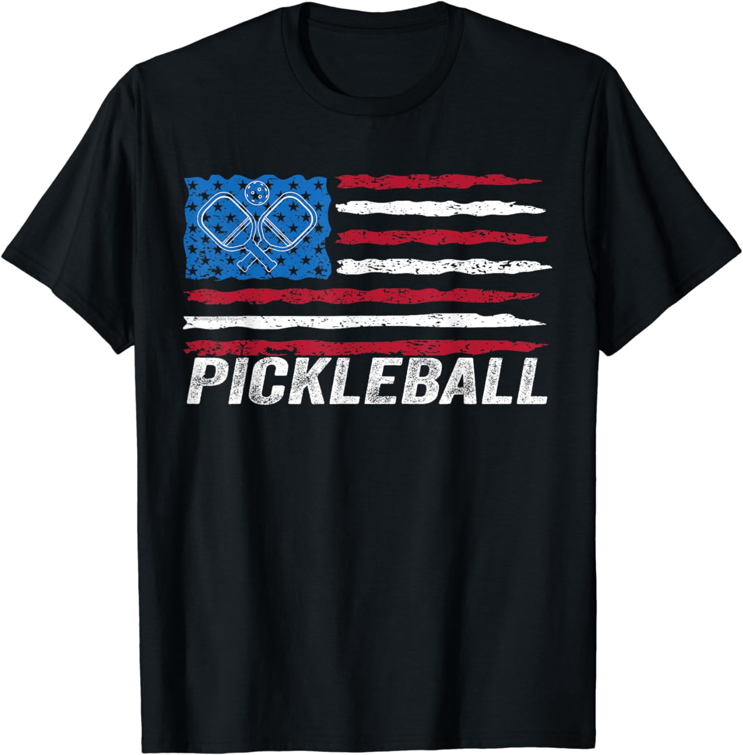 Pickleball Lover Pickle Ball Patriotic US Flag Pickleball T-Shirt ...