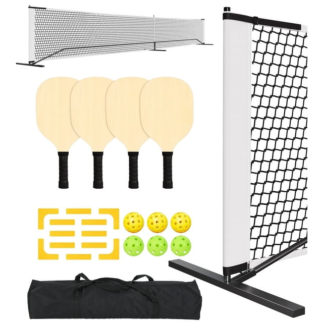 Pickleball Net Set with 4 Paddles, 6 Pickleballs, 1 Carry Bag, 22FT ...