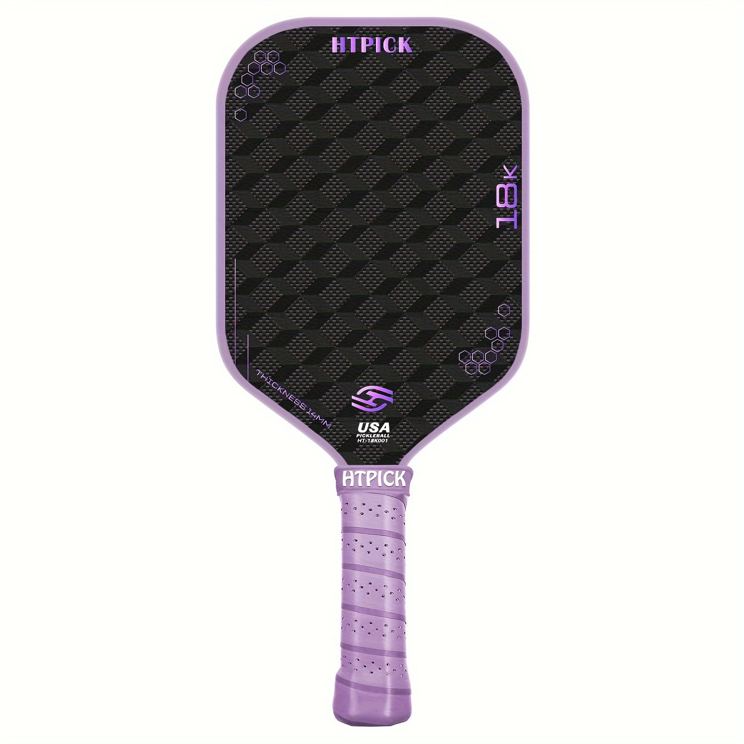 INCTUO Pickleball Paddle, 18K Raw Carbon Fiber Surface, 14MM Cold ...