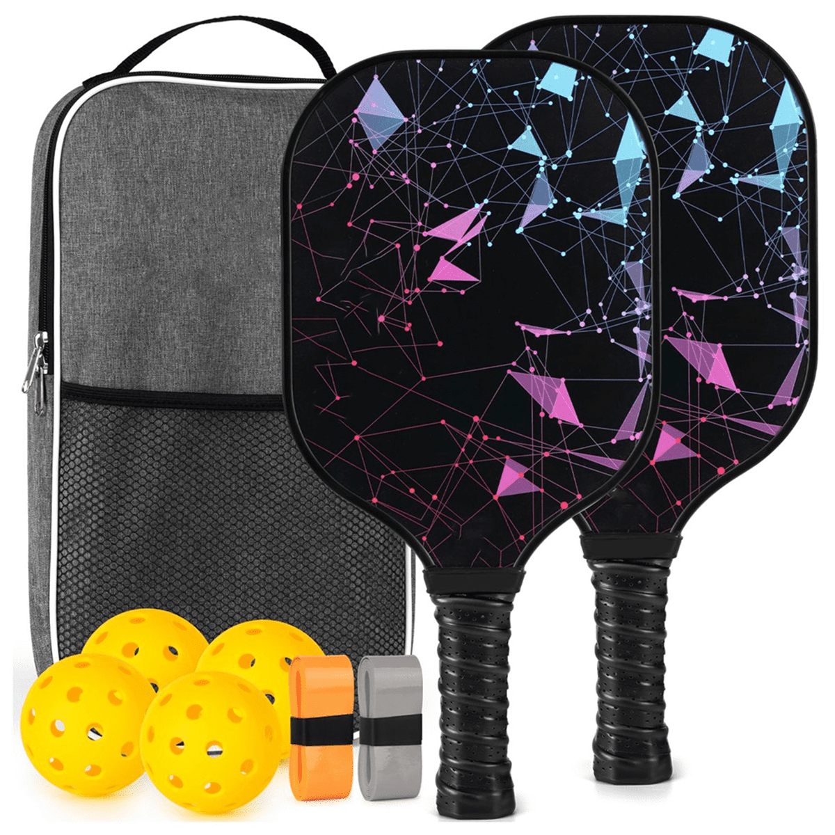 Pickleball Paddle, Fiberglass Pickleball Set with 2 Pickleball Paddles ...