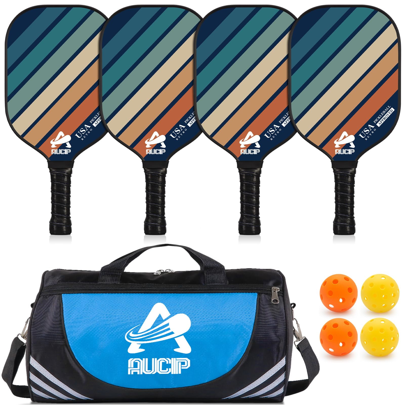 Pickleball Paddle Set - 2 Pack of PP Honeycomb Core Fiberglass Surface ...