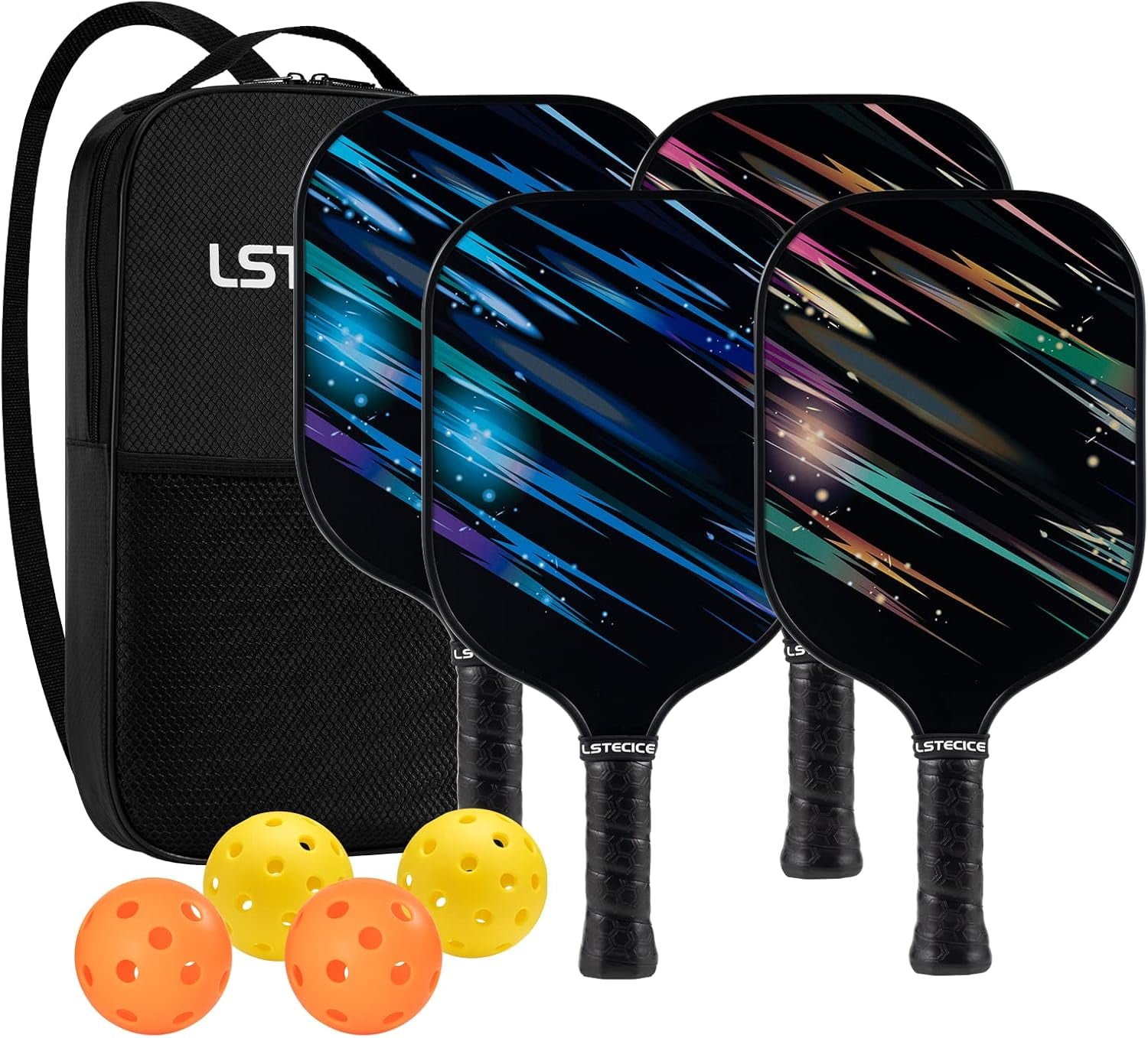 Pickleball Paddles, Fiberglass Surface Pickleball Set with Pickleball ...
