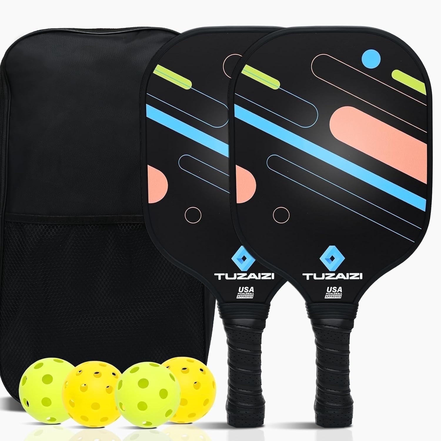 TUZAIZI Pickleball Paddles Set of 2, USAPA Approved Fiberglass Surface ...