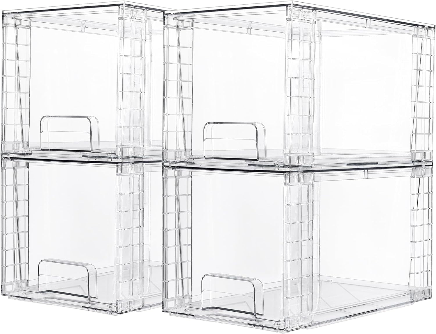 4 Pack Large Stackable Storage Drawers,Easily Assemble Acrylic Bathroom ...