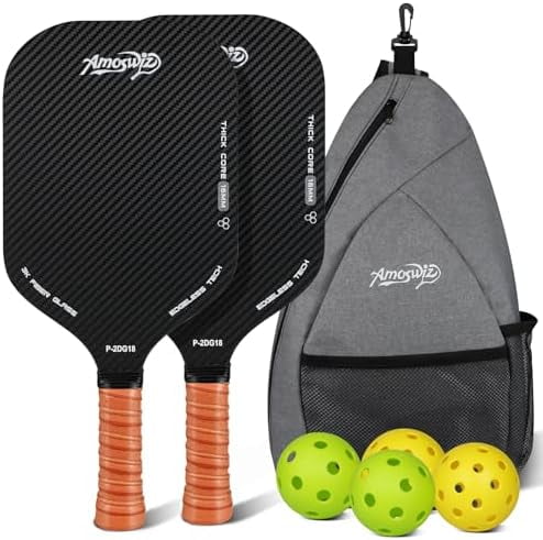 Pickleball Paddles Set of 2, 16MM Edgeless Pickle Ball Paddle with 4 ...