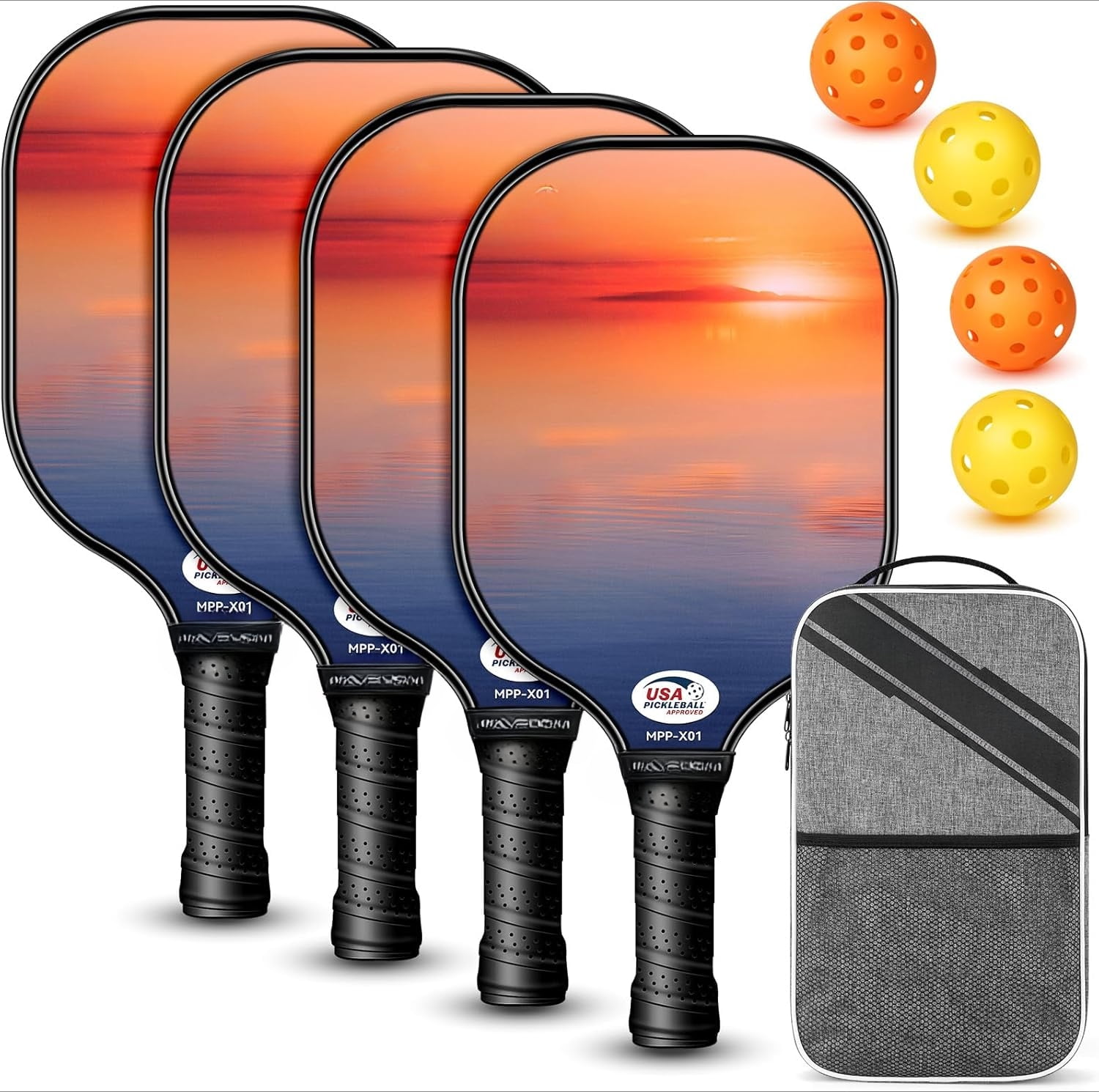 Pickleball Paddles Set of 2 or 4, USAPA Approved Pickleball Set with 4 ...