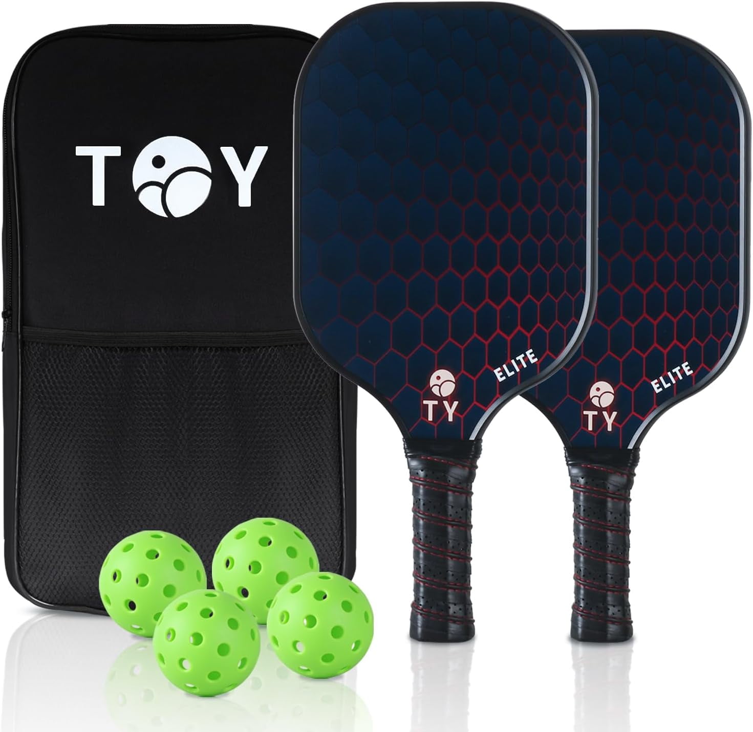 Pickleball Paddles Set of 2, Carbon Fiber Surface/Fiberglass Surface ...