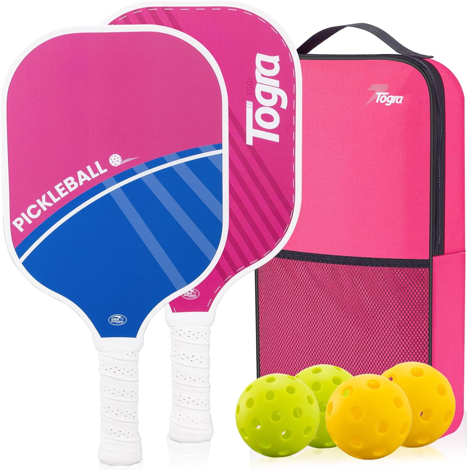 Pickleball Paddles Set of 2, Carbon Fiber Surface Pickleball Paddle ...
