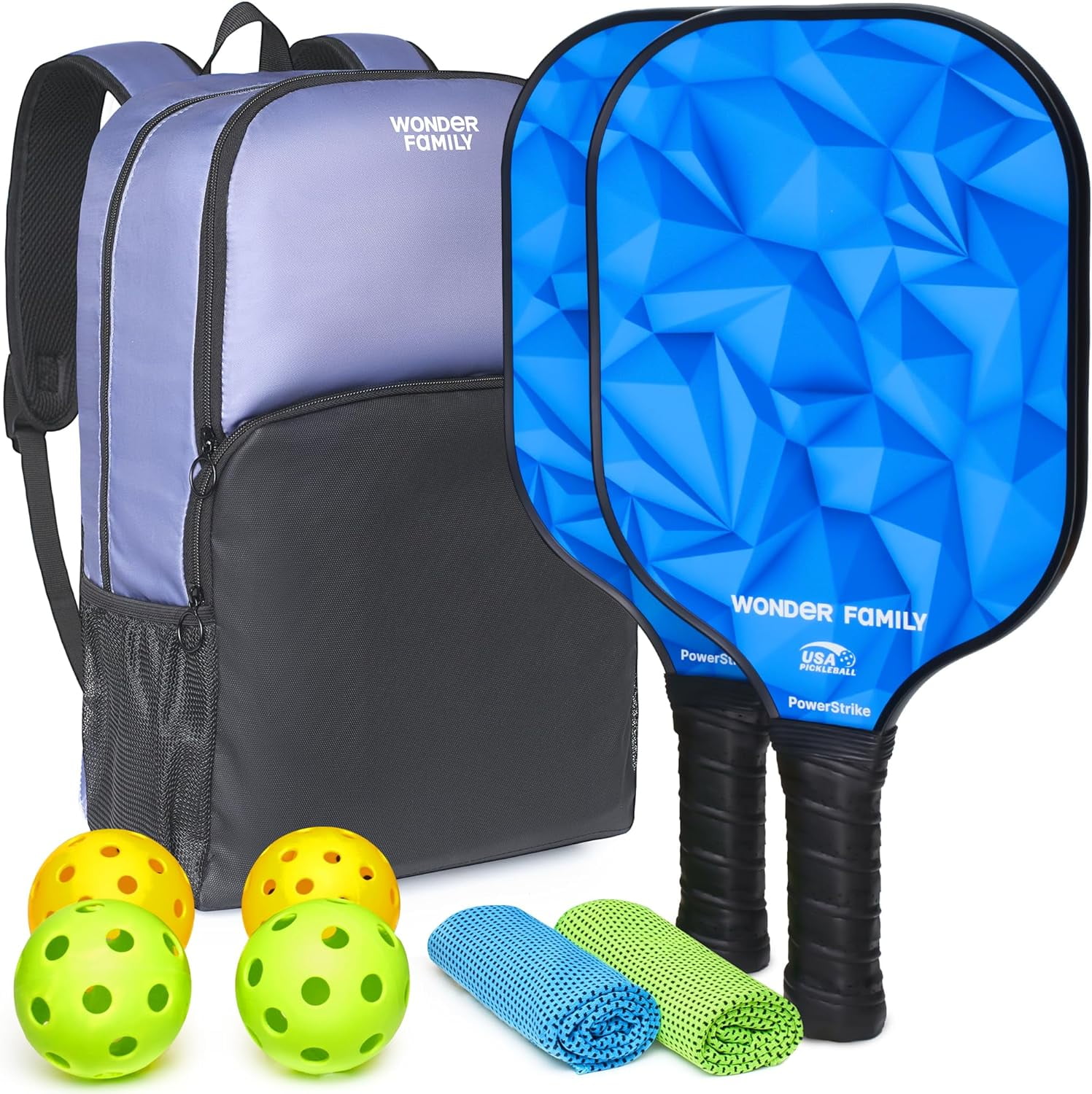 WONDER FAMILY Pickleball USAPA Approved Fiberglass Paddles, Set of 2 ...