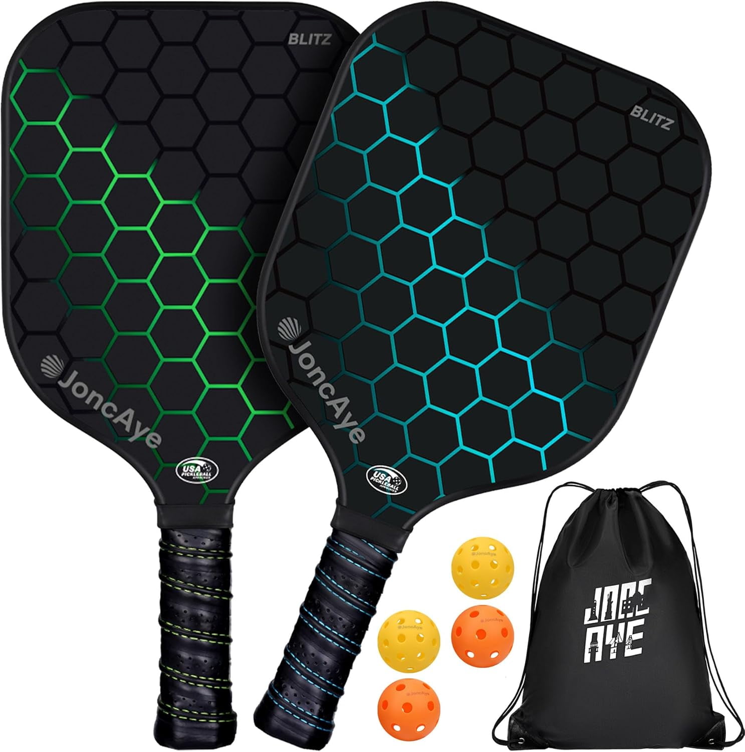Pickleball-Paddles-Set of 4 or 2 Rackets with Balls and Bag | USAPA ...