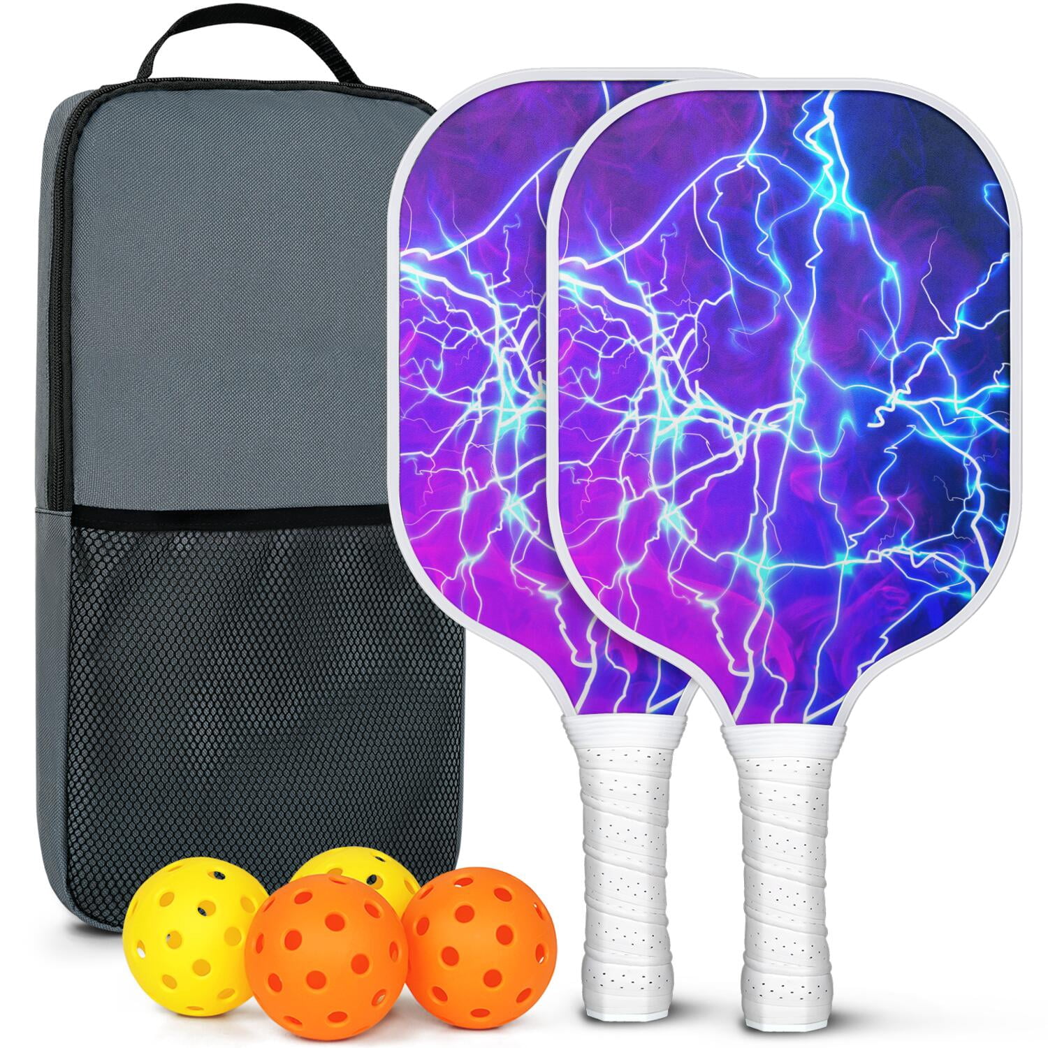 Pickleball Paddles Set Of 2, Fiberglass Surface, Thunder, Speed Print ...