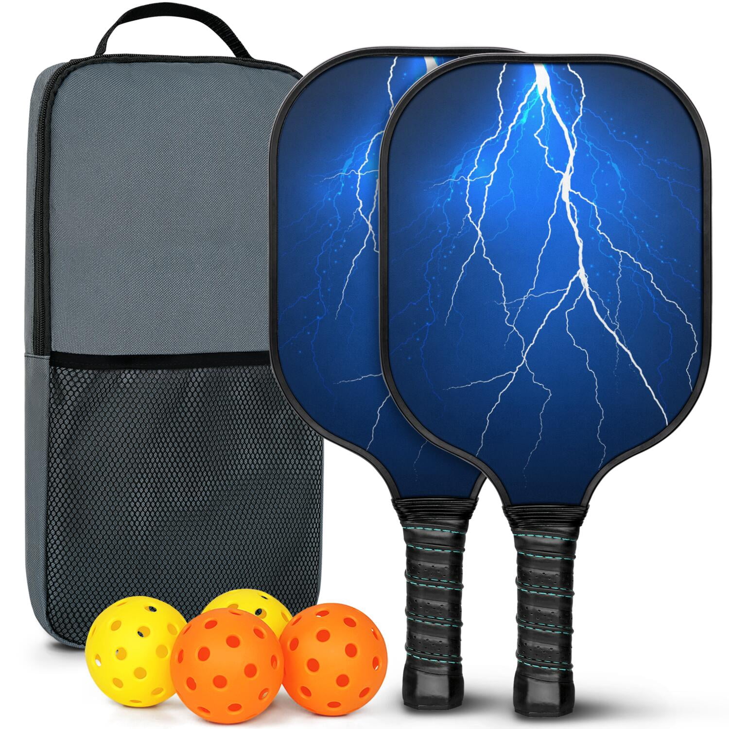 Pickleball Paddles Set Of 2, Fiberglass Surface, Thunder, Speed Print ...