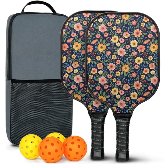 Pickleball Paddles Set,Pioneer Flower Floral Print Pattern Fiberglass ...