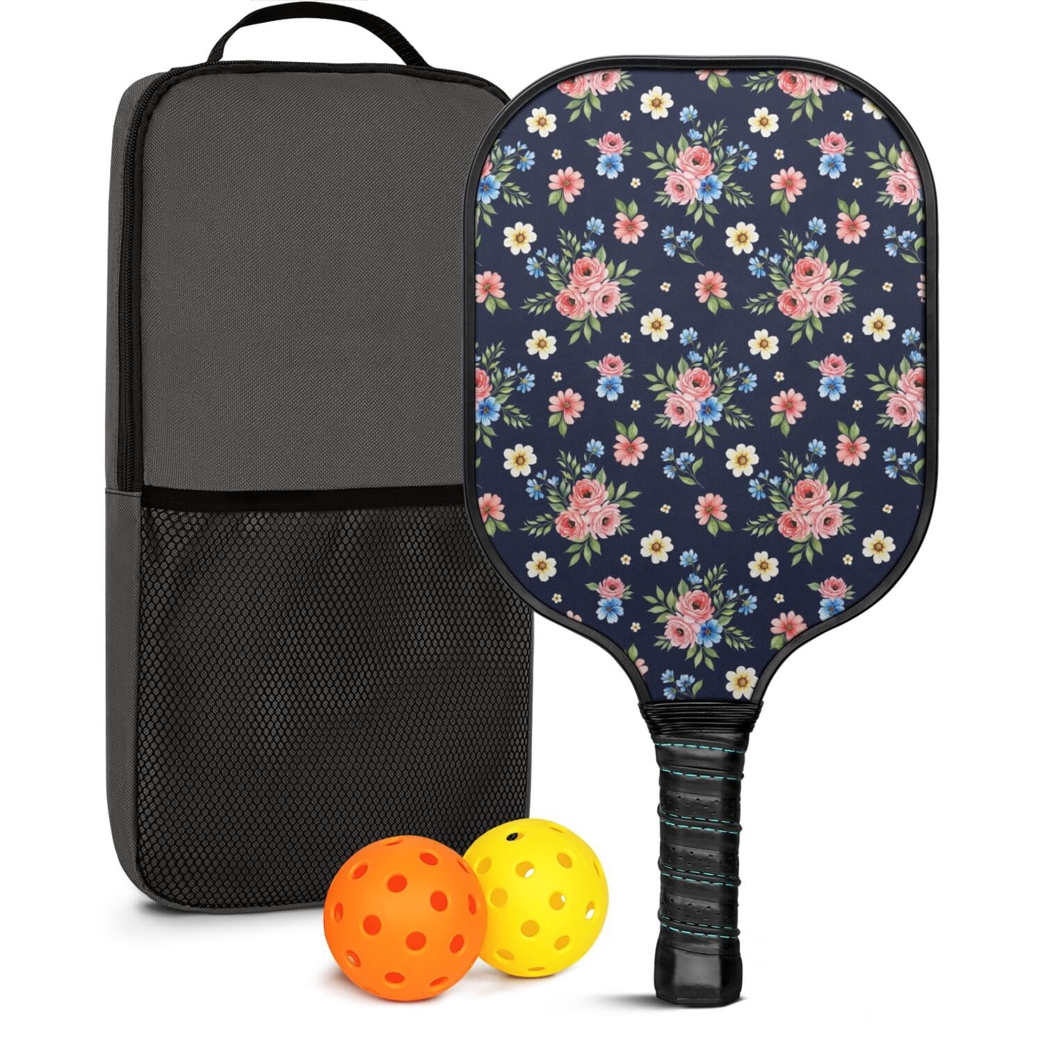 Pickleball Paddles Set,Pioneer Flower Floral Print Pattern Fiberglass ...