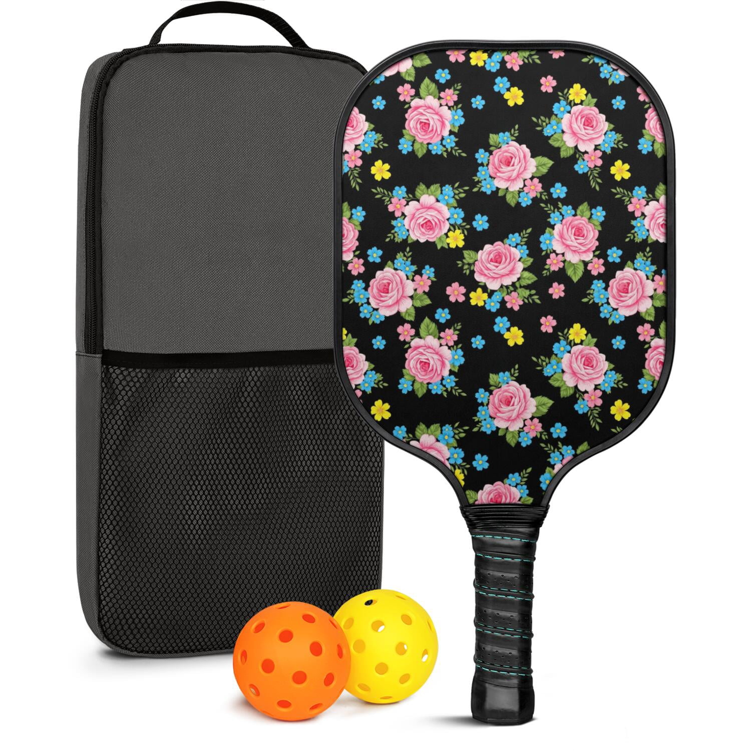 Pickleball Paddles Set,Pioneer Flower Floral Print Pattern Fiberglass ...