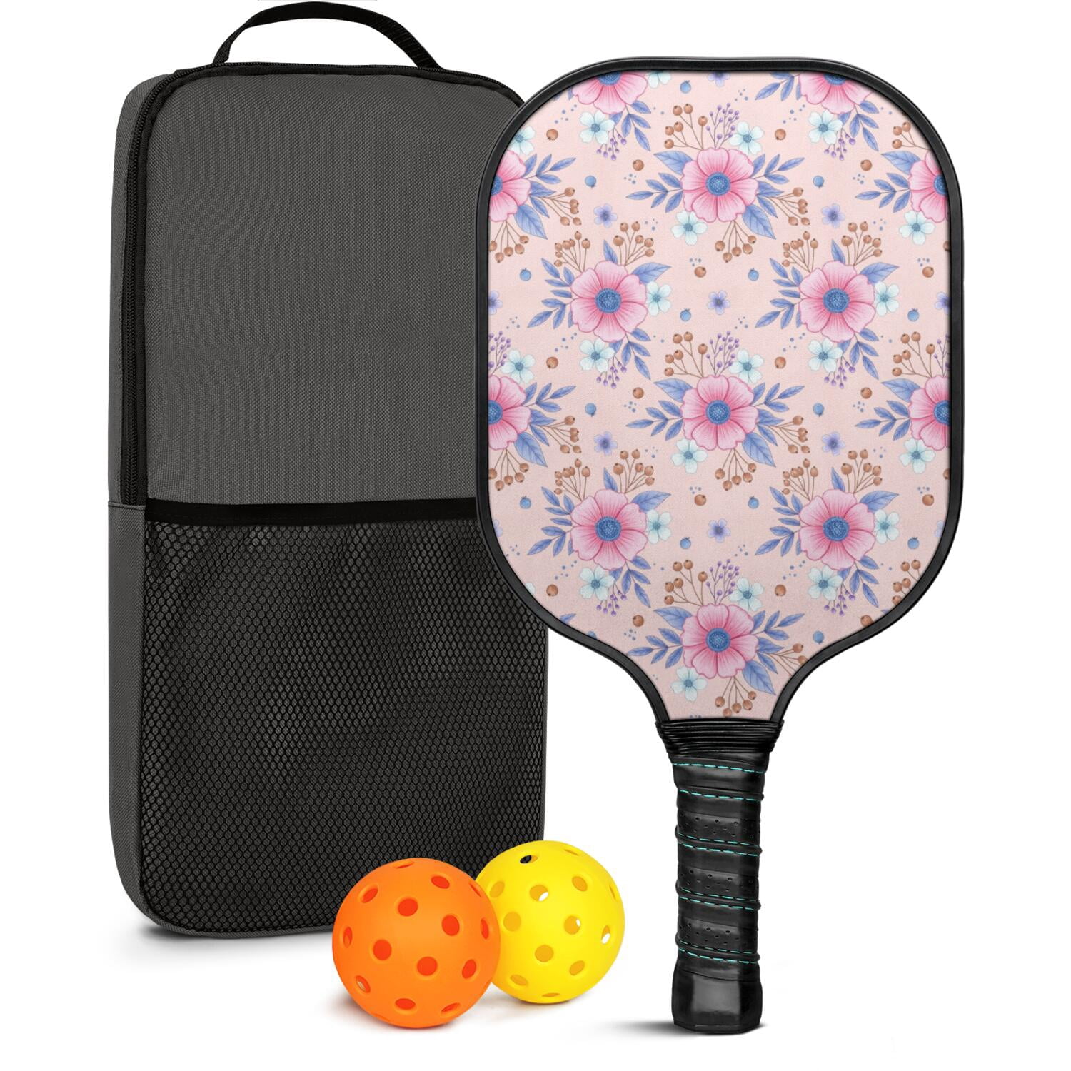 Pickleball Paddles Set,Pioneer Flower Floral Print Pattern Fiberglass ...