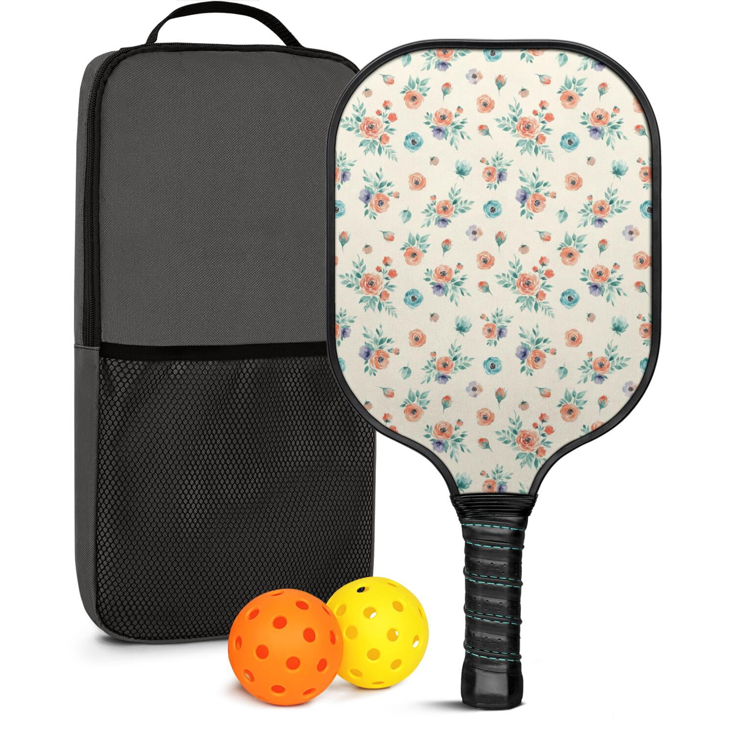 Pickleball Paddles Set,Pioneer Flower Floral Print Pattern Fiberglass ...