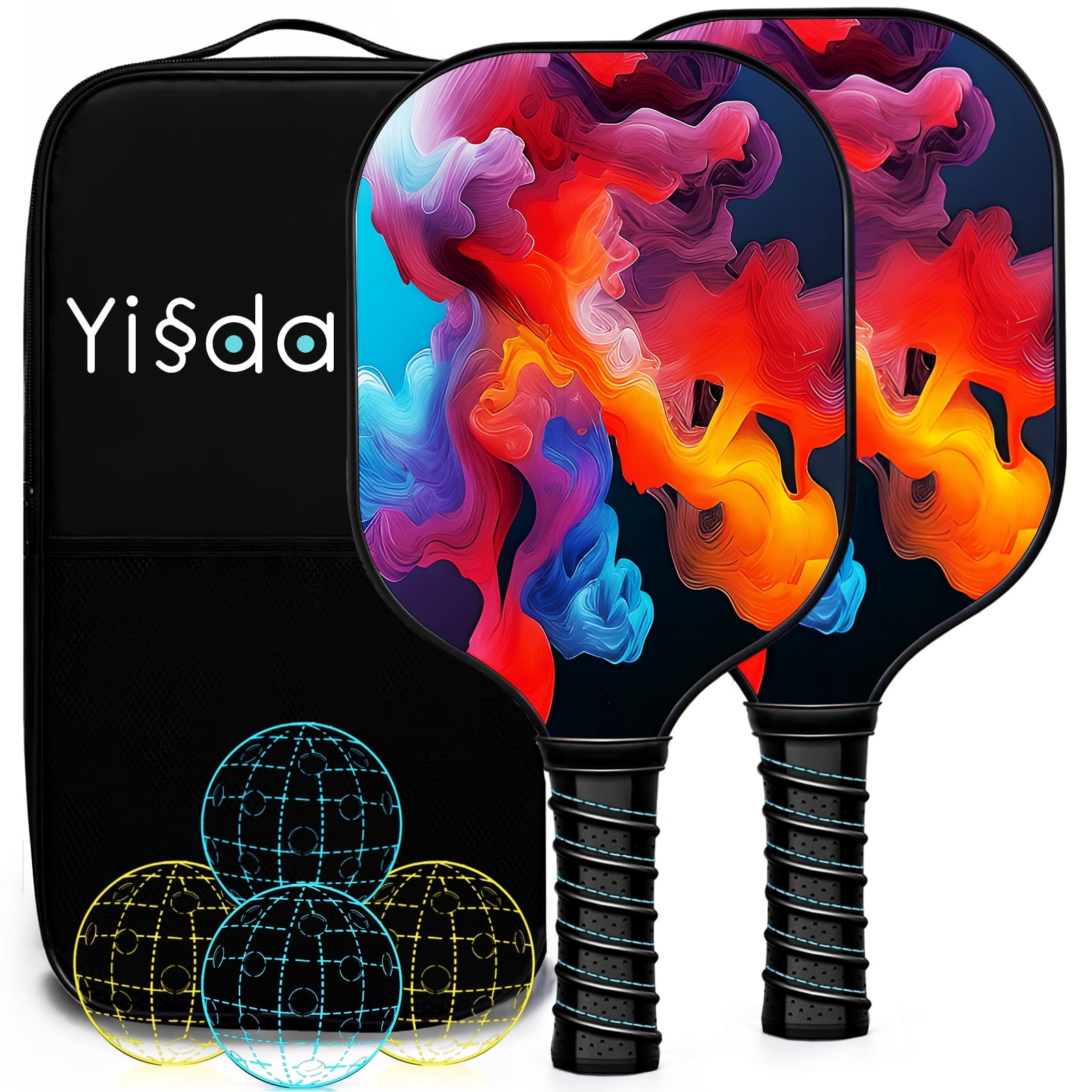 Pickleball Paddles Set of 2, Lightweight Pickleball Set Fiberglass ...