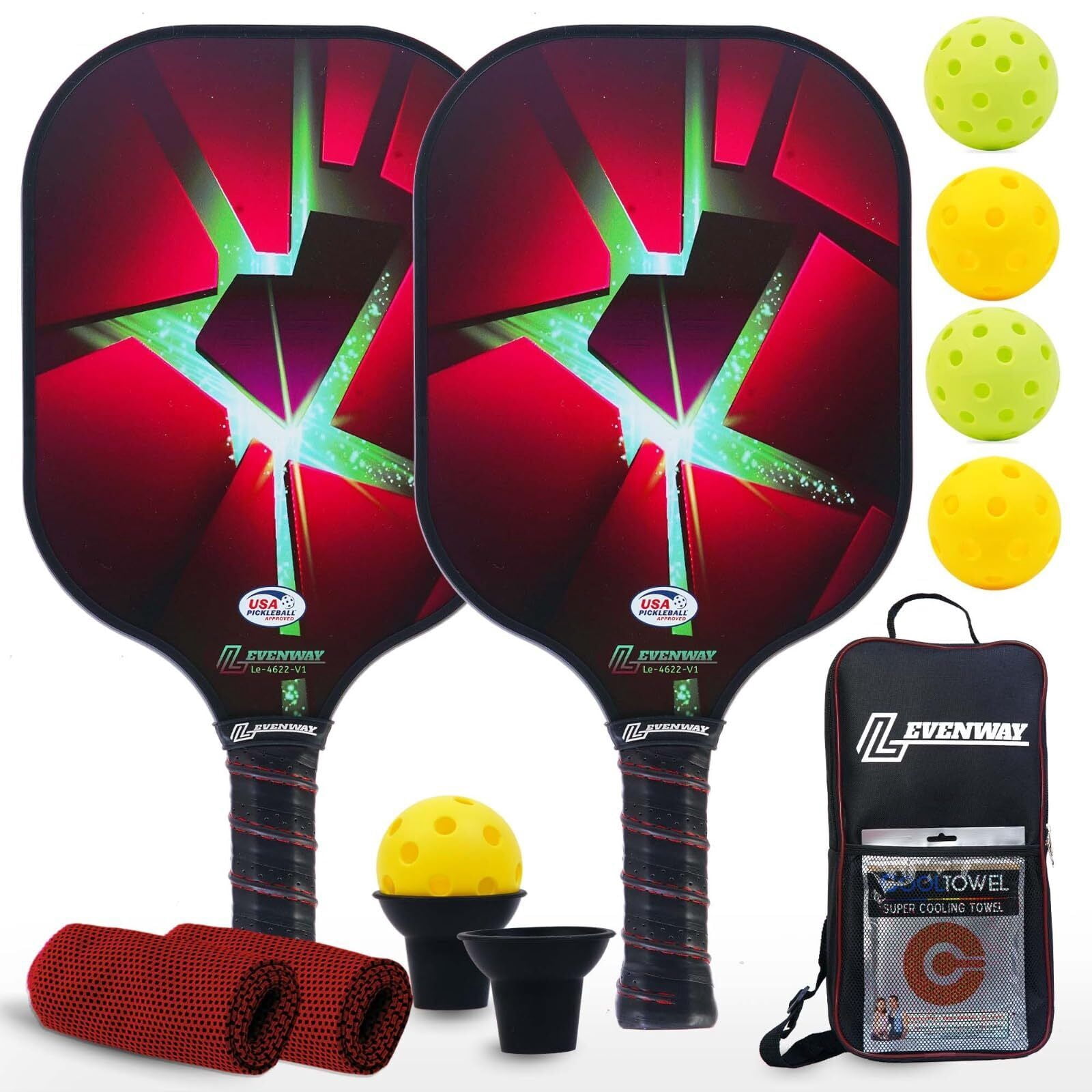 Pickleball Paddles Set of 4 – USAPA Approved Fiberglass Rackets with 8 ...