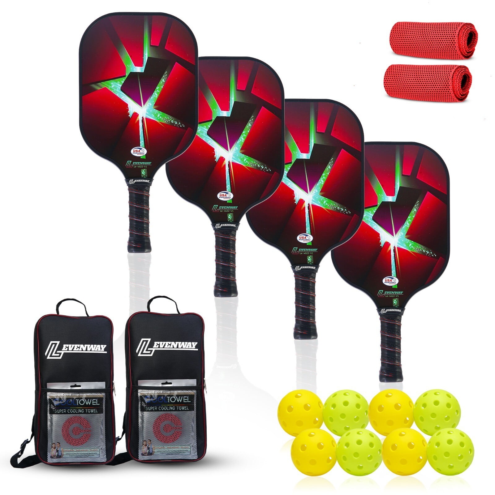 Pickleball Paddles Set of 4 – USAPA Approved Fiberglass Rackets with 8 ...