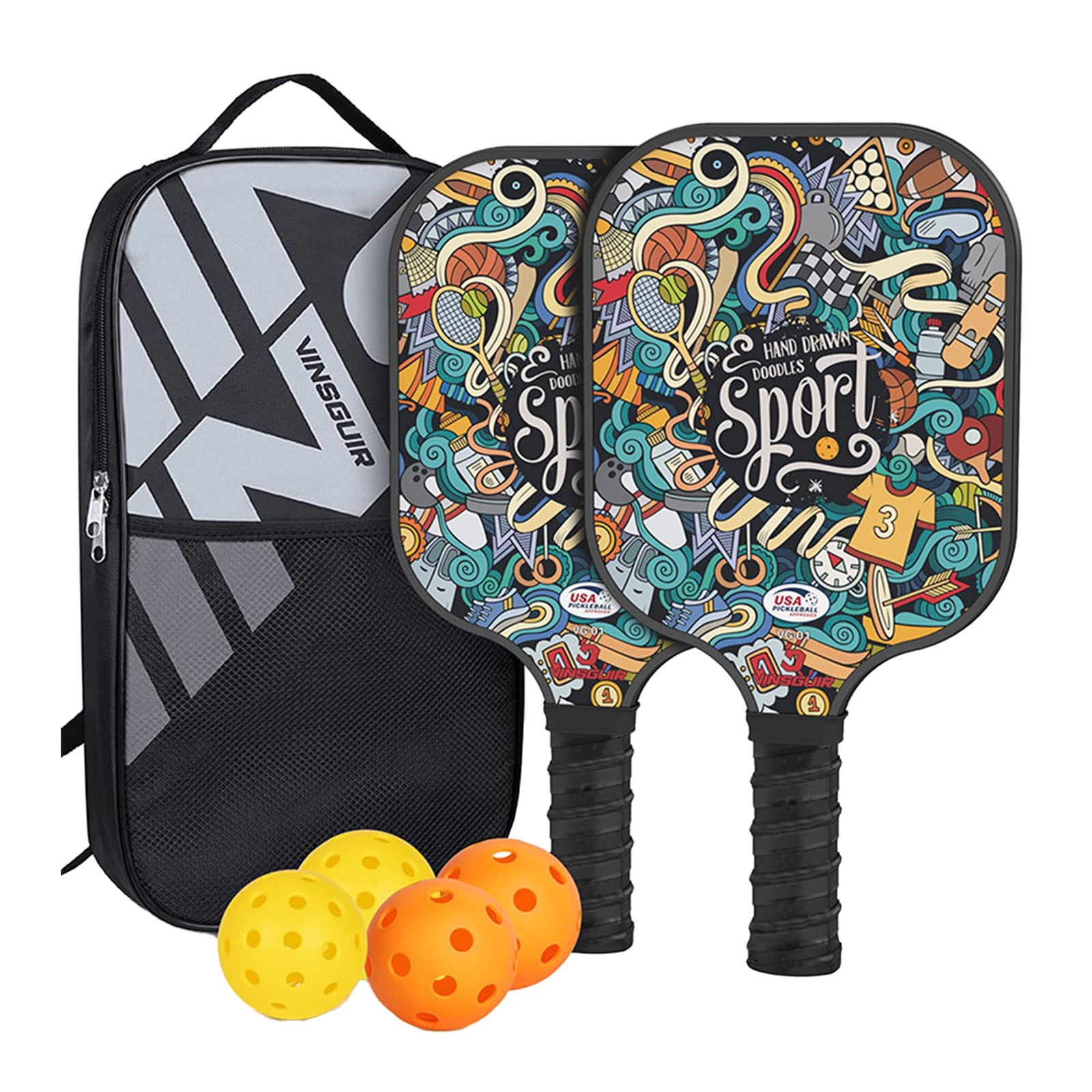 Pickleball Paddles, with 2 Pickleball Racket and 4Balls，Offering ...