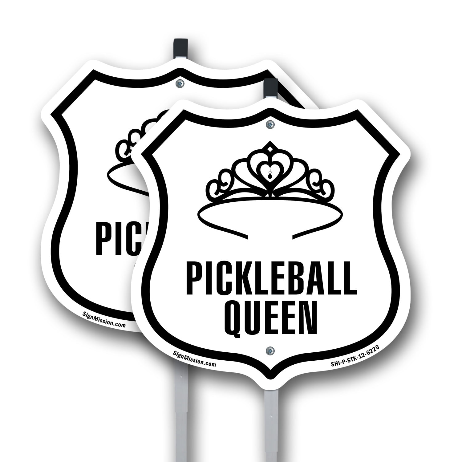 Pickleball Queen (2 Pack) 12 inch X 12 inch Shield Shaped Commercial ...