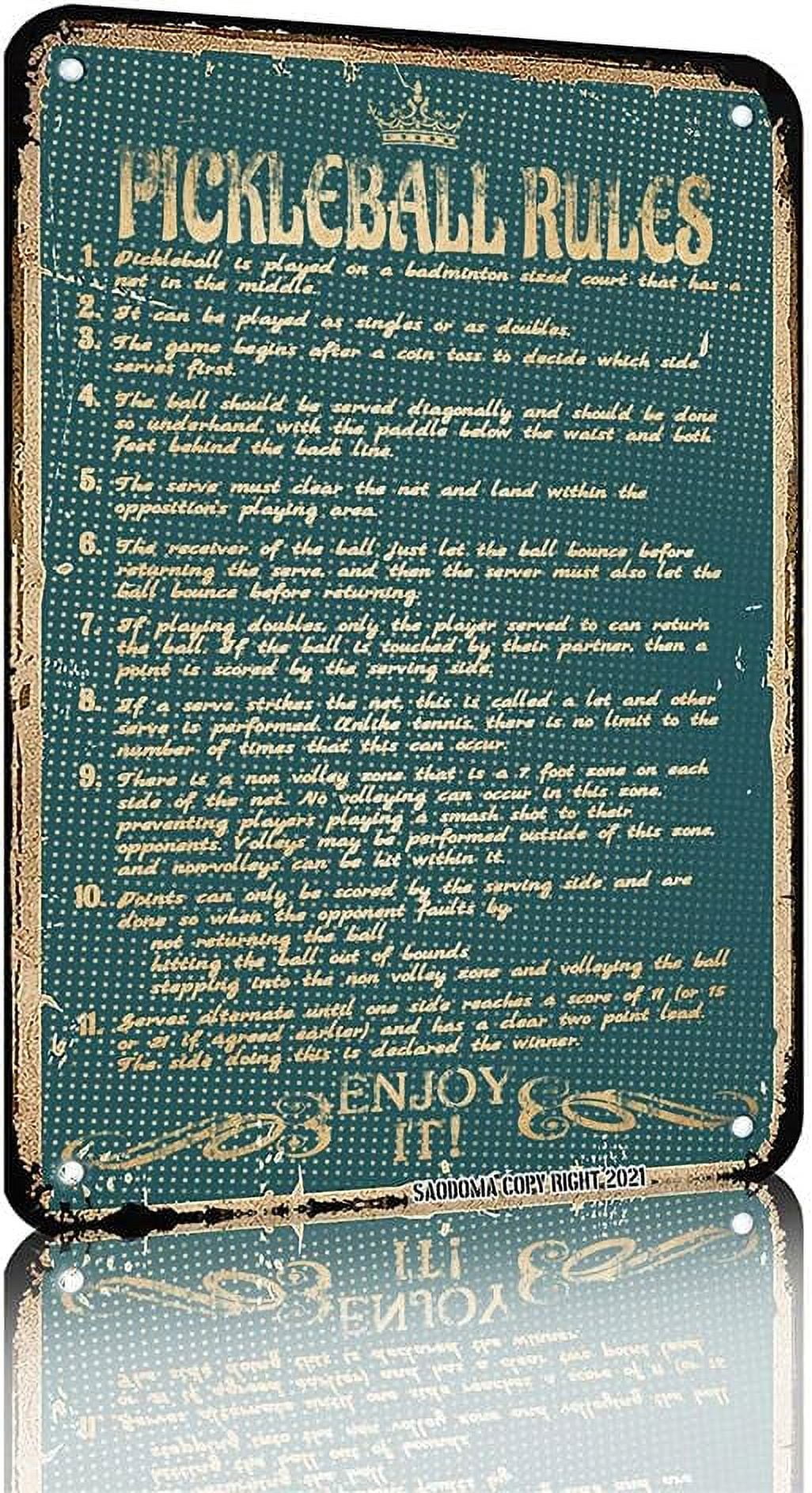Pickleball Rules Tin Sign - Retro Style - Gifts for Pickleball Lovers ...