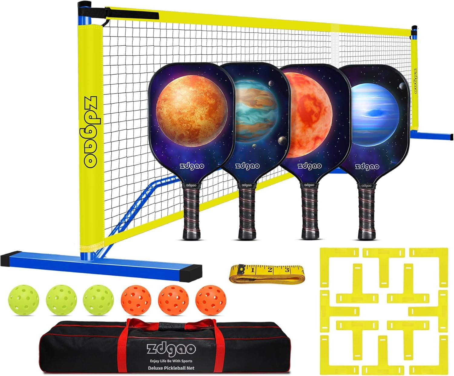 Pickleball Set with Net and Paddles for Driveway Backyard, 22 FT ...