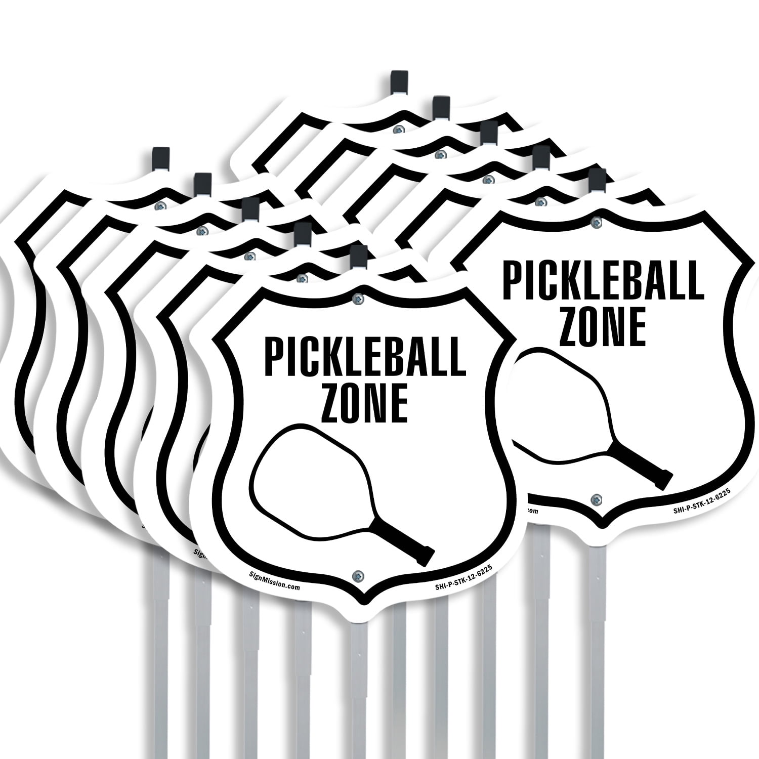 Pickleball Zone with Racquet Graphic (10 Pack) 12 inch X 12 inch Shield ...