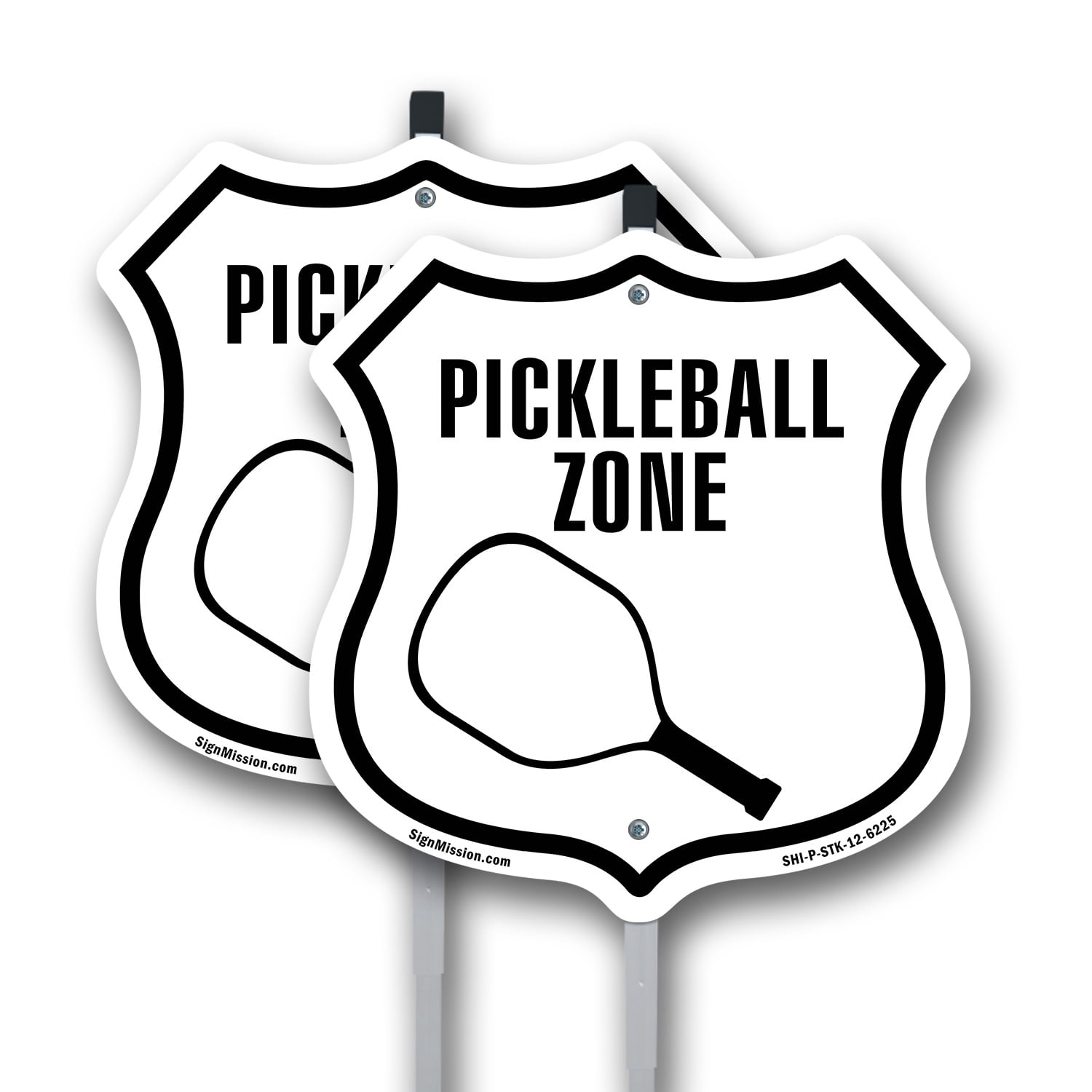 Pickleball Zone with Racquet Graphic (2 Pack) 12 inch X 12 inch Shield ...