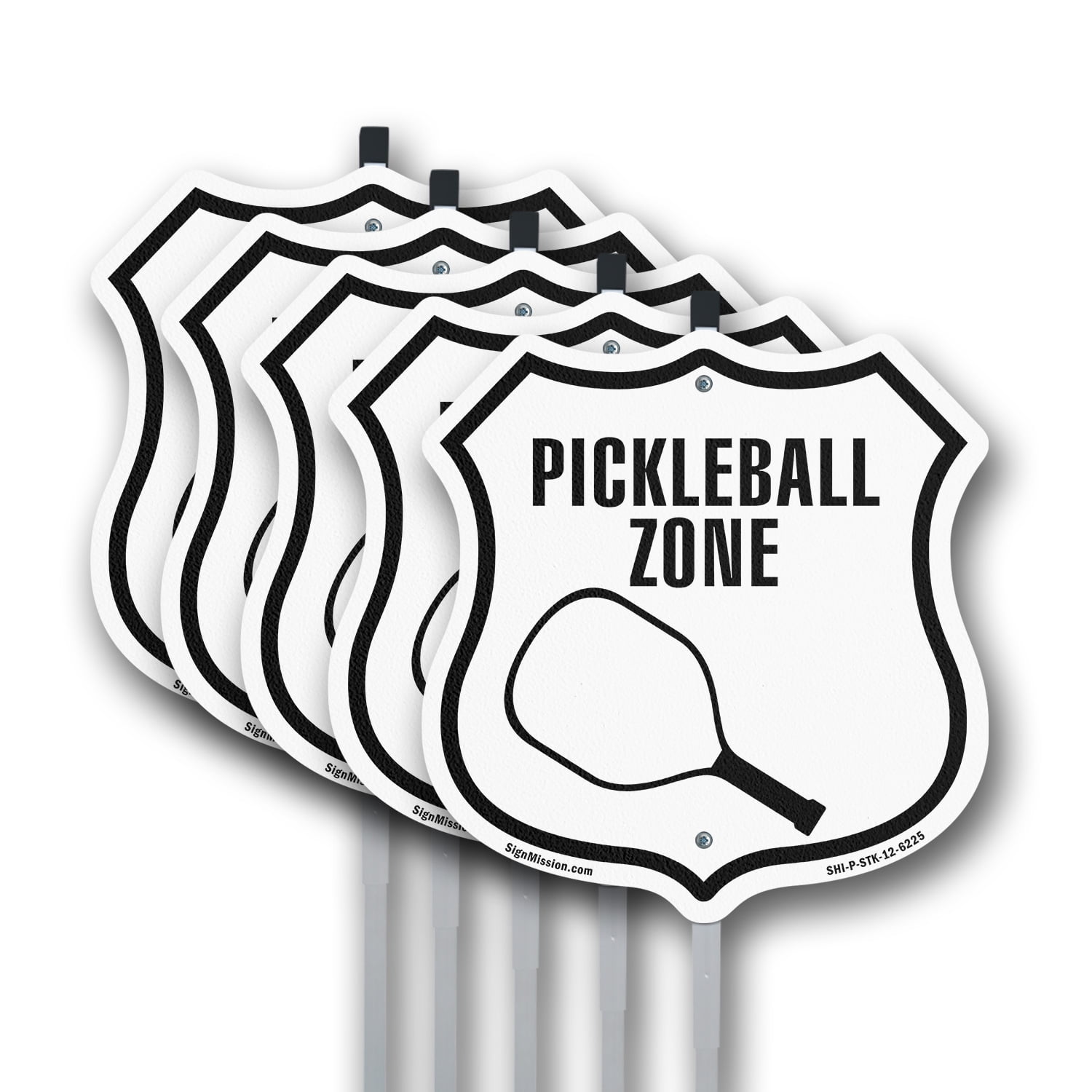 Pickleball Zone with Racquet Graphic (5 Pack) 12 inch X 12 inch Shield ...