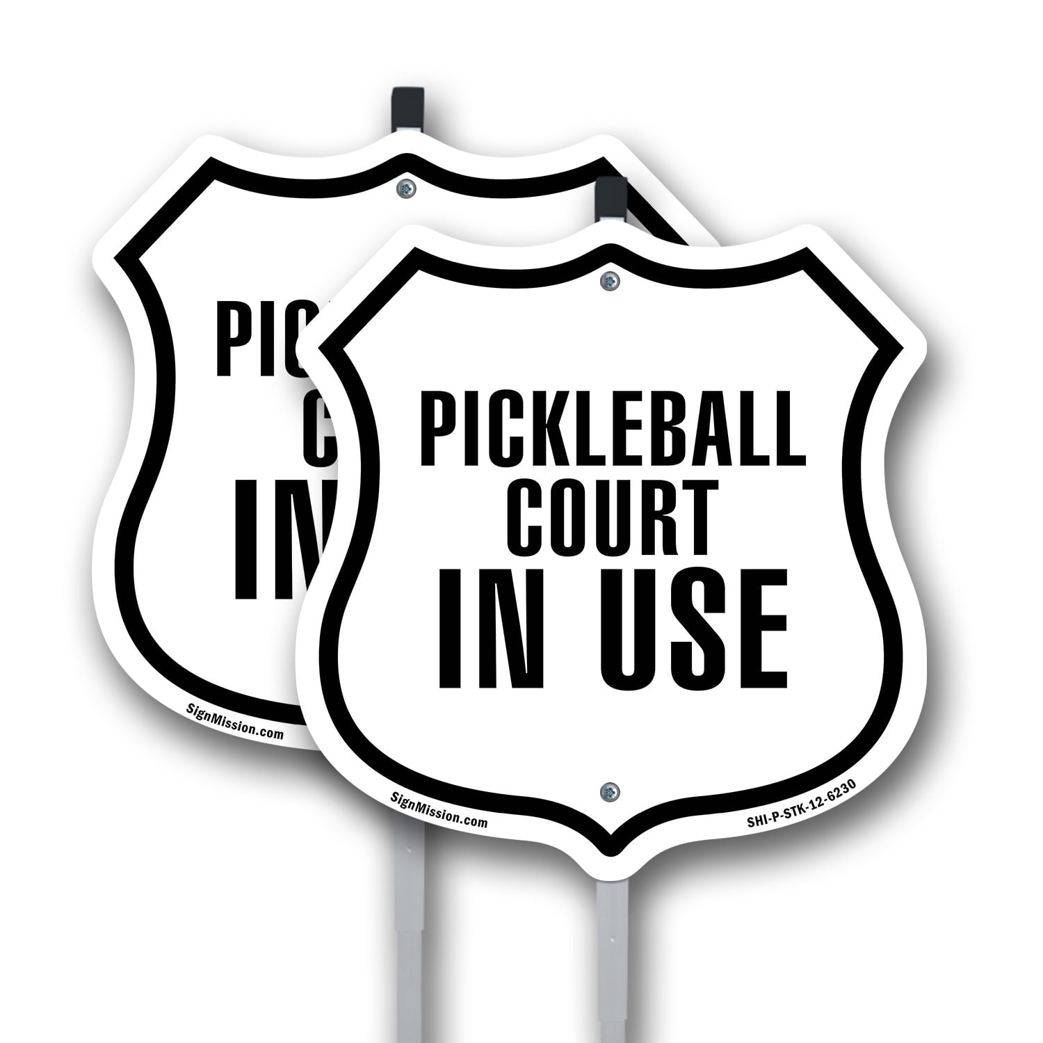 Pickleball court in Use (2 Pack) 12 inch X 12 inch Shield Shaped ...