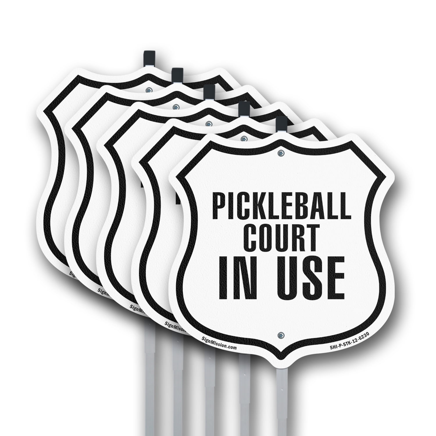 Pickleball court in Use (5 Pack) 12 inch X 12 inch Shield Shaped Rust ...