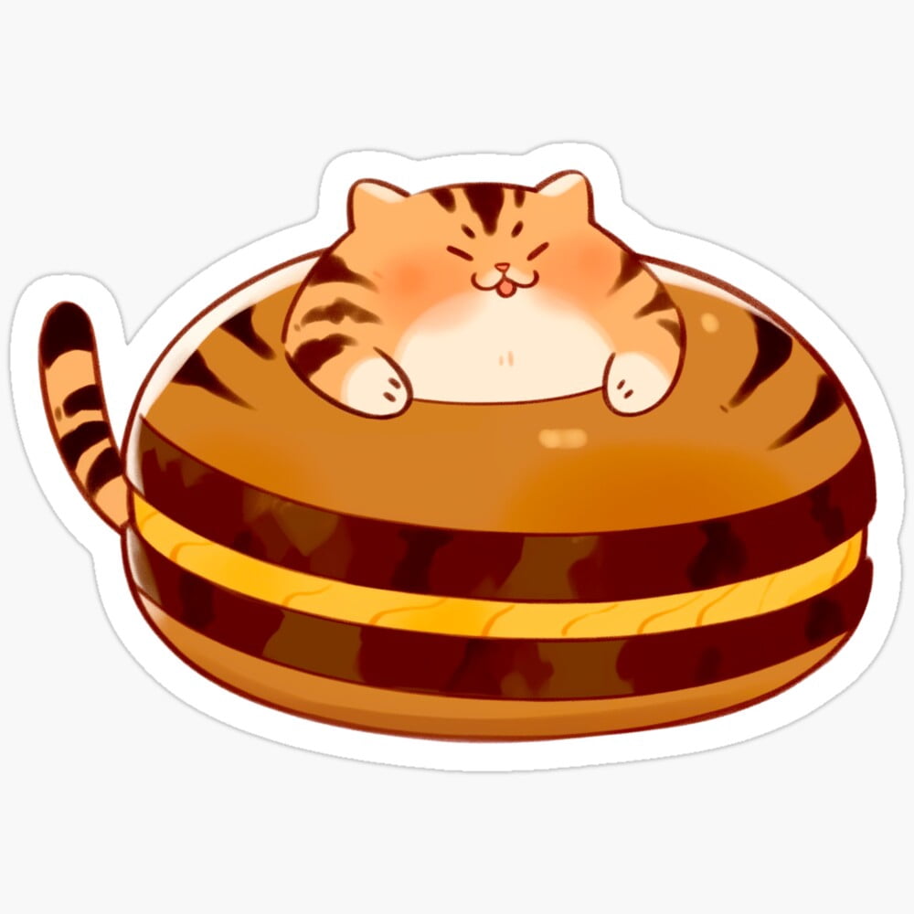 Pickles Cheesebite, Burger Cat Sticker Phone Decal Water Bottle ...