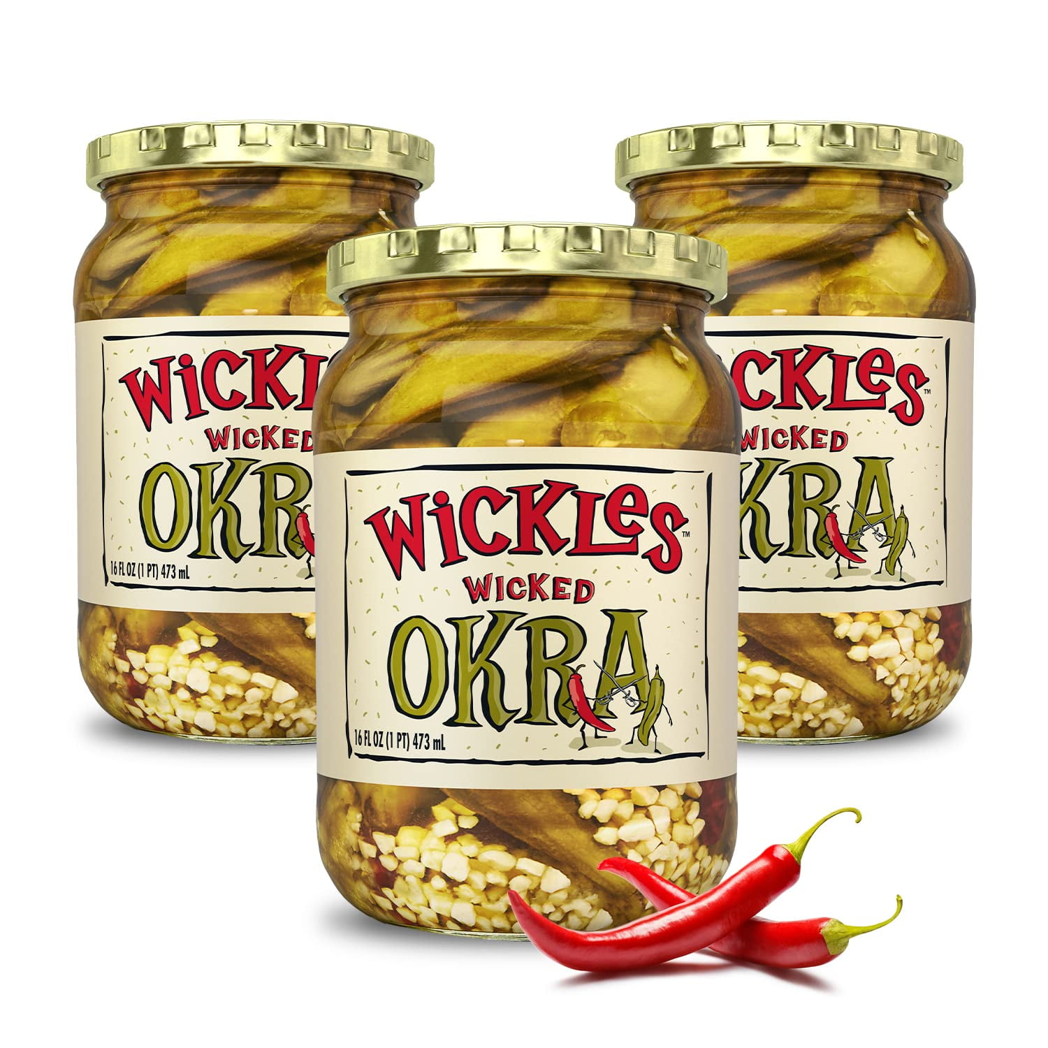 Pickles Wicked Okra (3 Pack) - Sweet & Spicy Pickled Okra - Slightly Sweet, Definitely Spicy ...