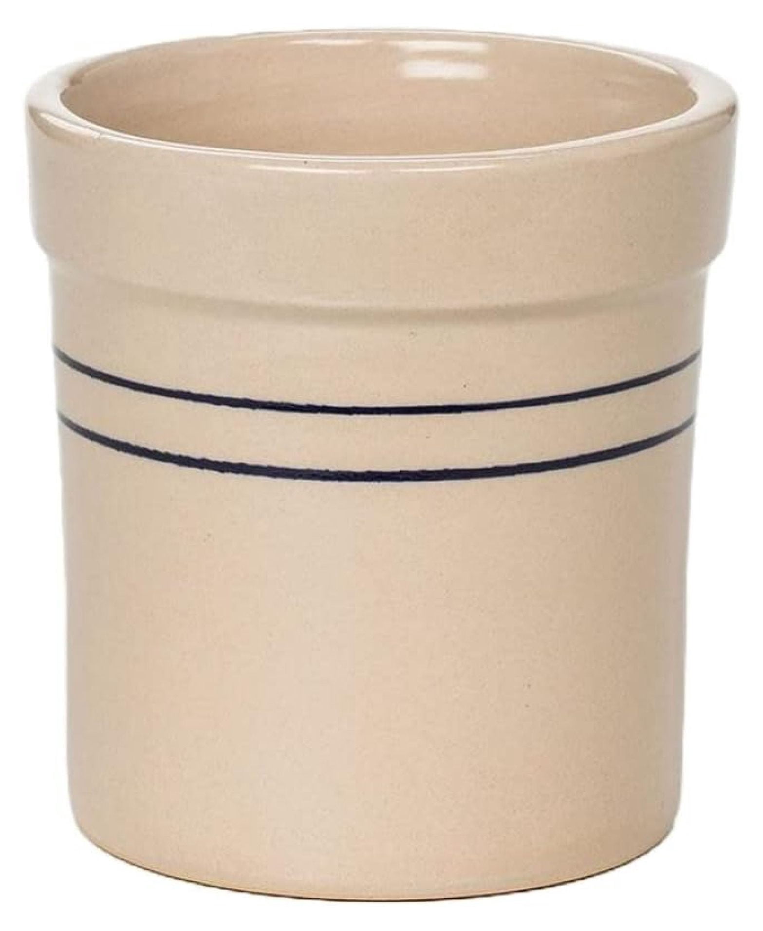 Pickling Fermenting Crock - Tan with Blue Stripe Stoneware Jar, 1/4 ...