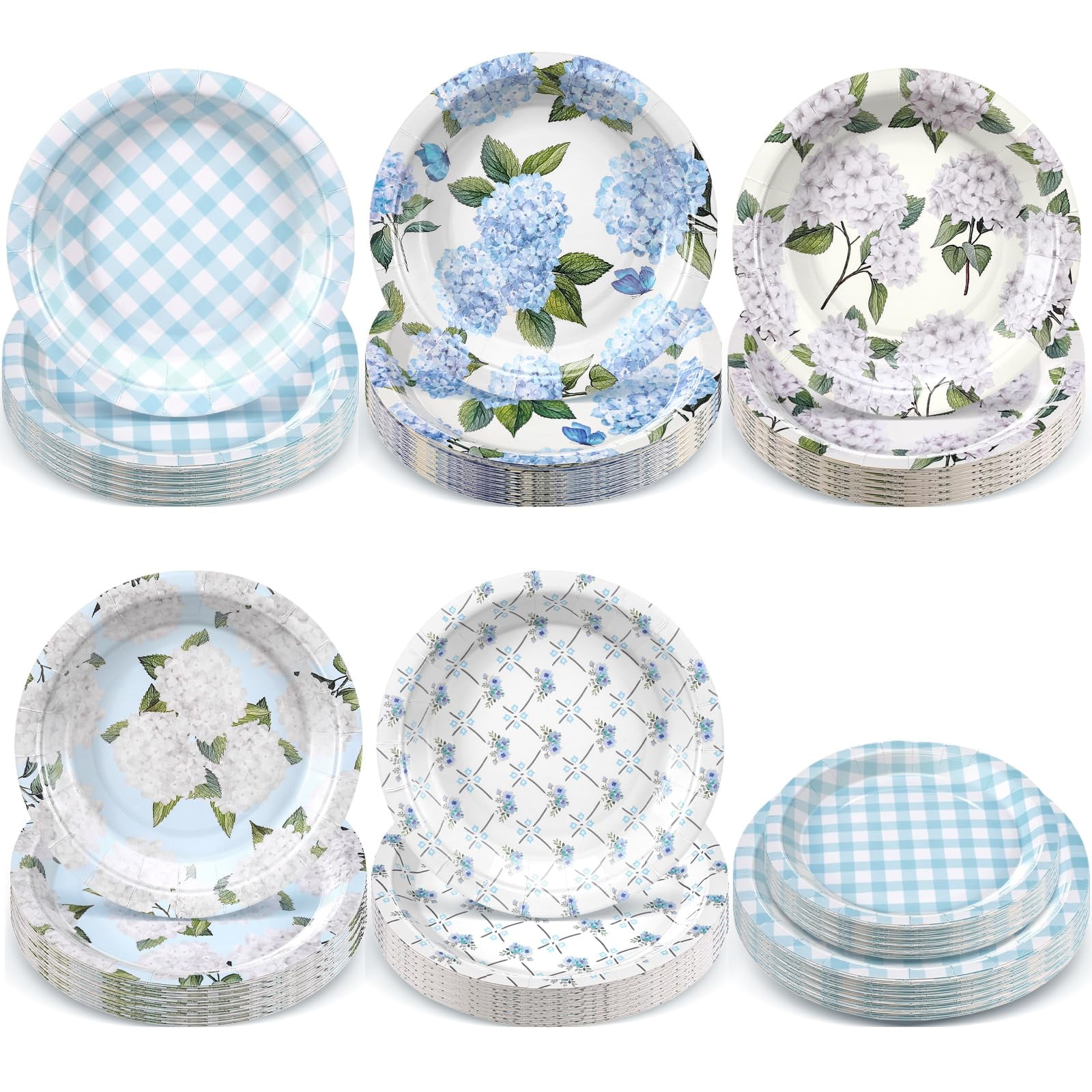 Pickmesh 100 Pcs Hydrangea Floral Paper AFN1Plates Hydrangea Dinner ...