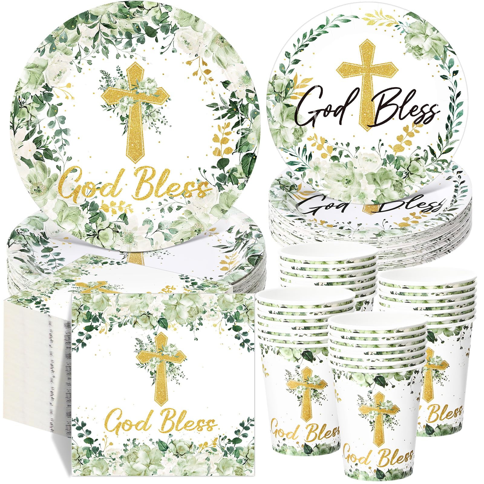 Pickmesh 250 Pcs Baptism IFF17 Cross Disposable Tableware Holy ...