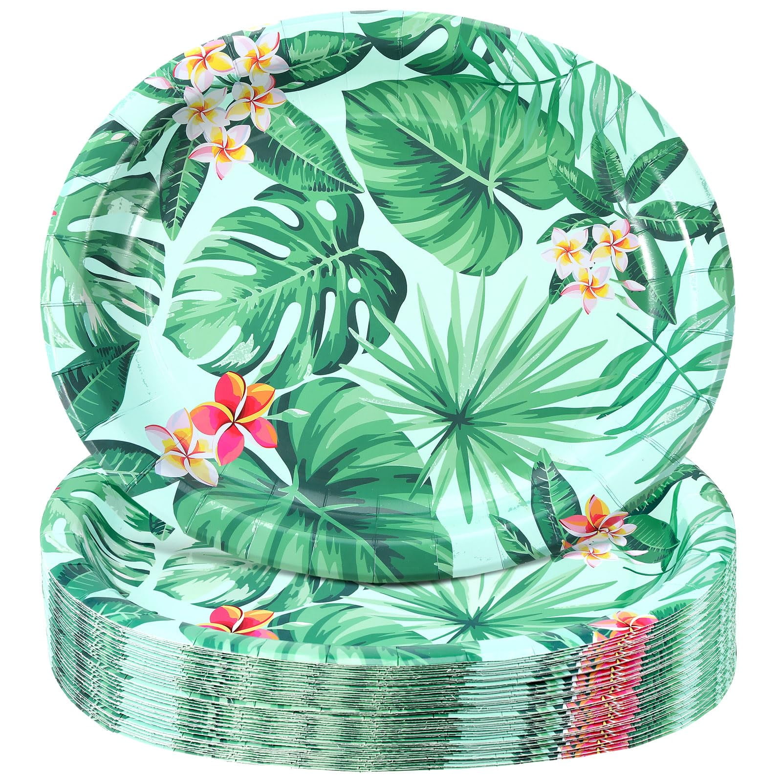 Pickmesh 50 Pcs Hawaiian Luau Oval AFN1Paper Plates x 12" Hawaiian ...