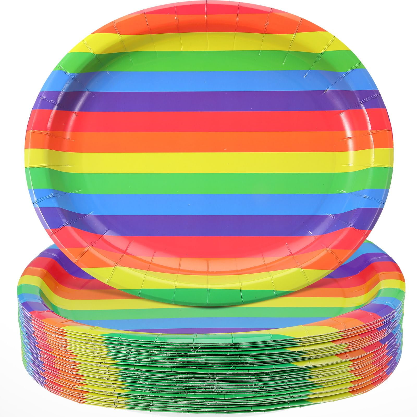 Pickmesh 50 Pcs Rainbow TSF6 Pride Party Plates 10" Colorful Stripes ...