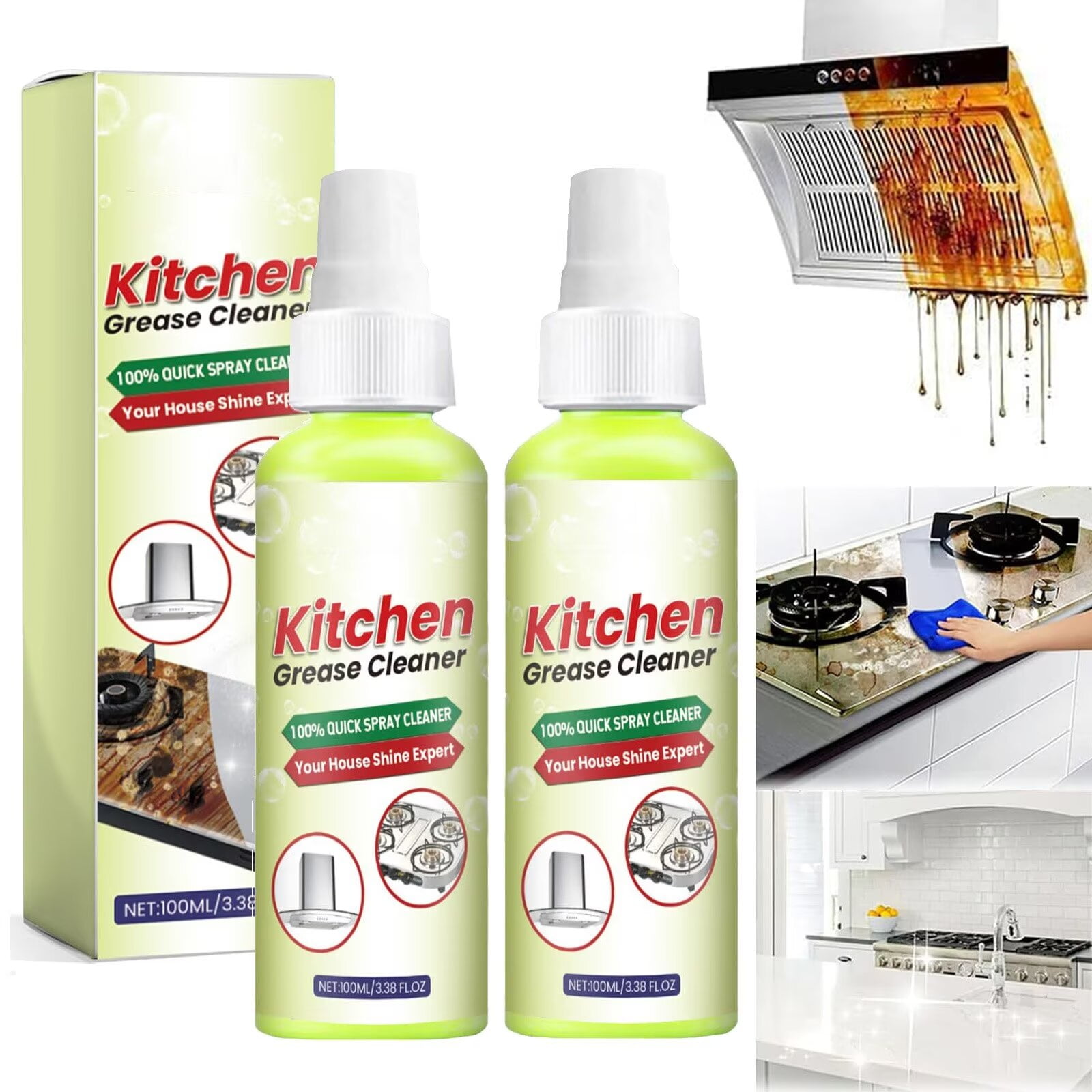 Pickskart Kitchen Grease Cleaner, Multi-Purpose Kitchen Grease Cleaner ...