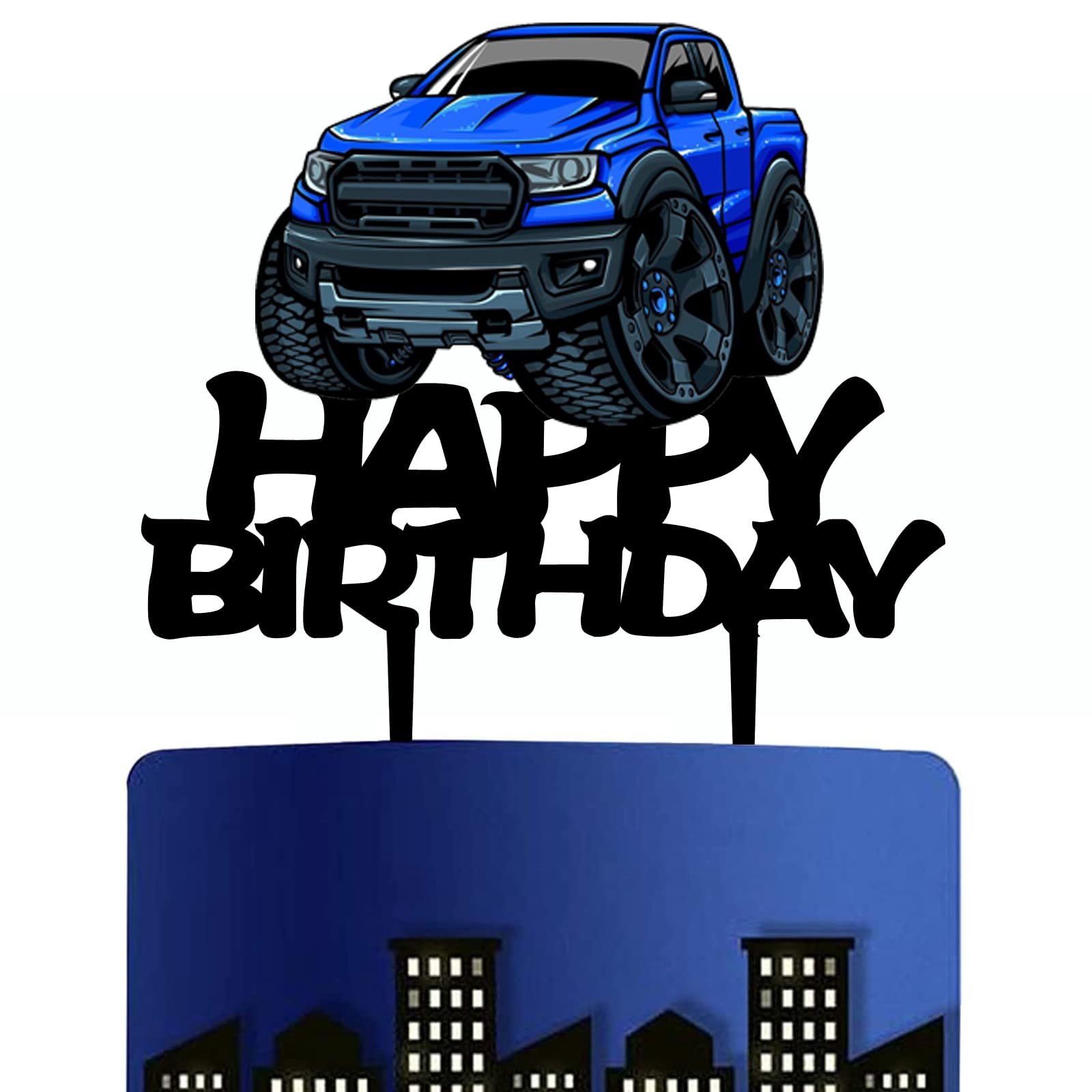 Pickup Truck CakeTRDN Topper Black Acrylic Transportation Theme ...