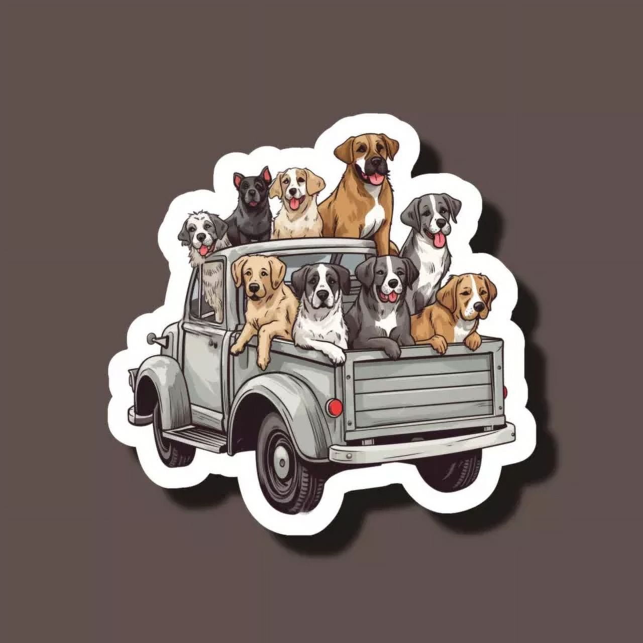 Pickup Truck Full Of Dogs Sticker Phone Decal Water Bottle Stickers Car ...