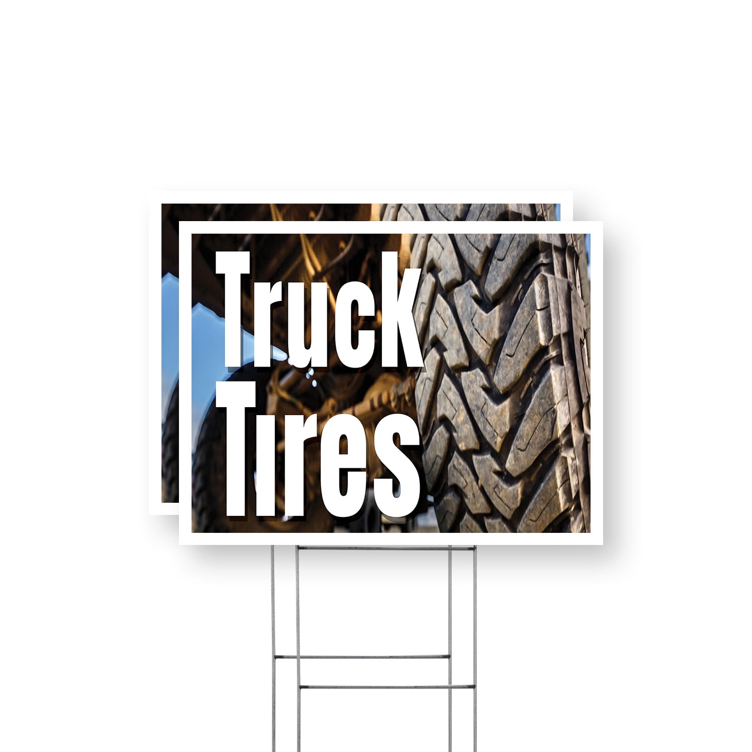 Pickup Truck Tires Yard Sign 2 Pack of 12 Inch x 16 Inch Double Sided ...