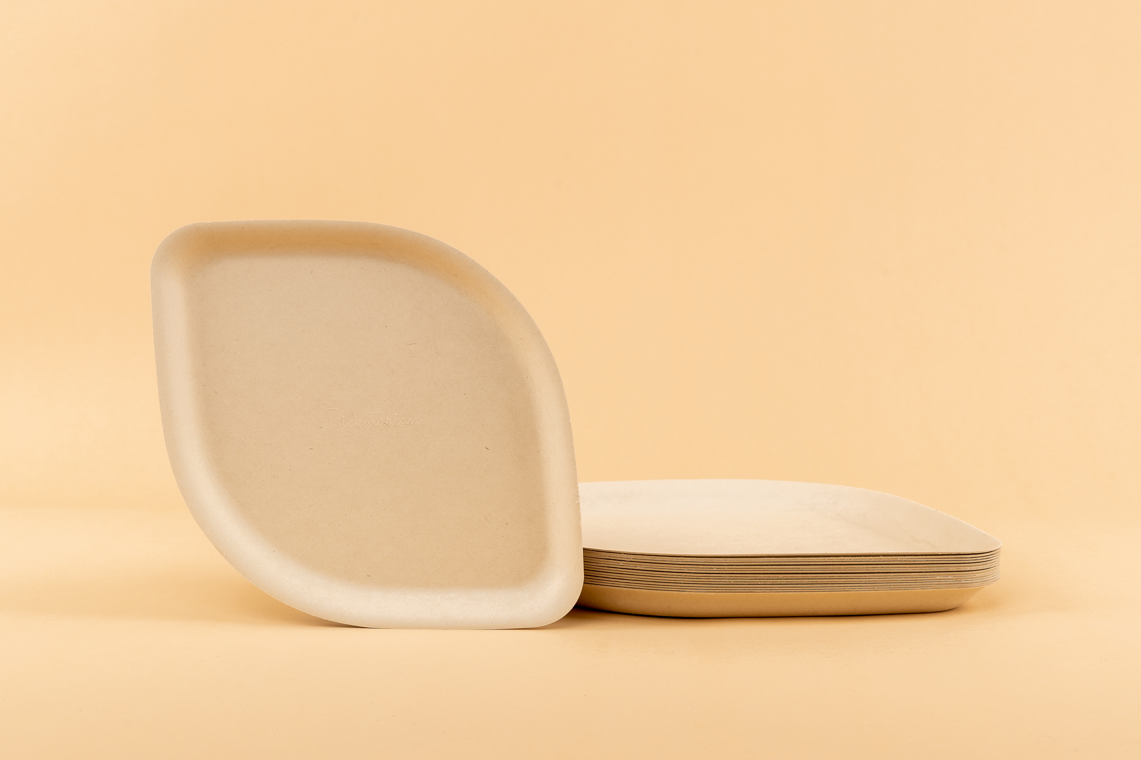 Pickytarian 50pcs Brown Plates 8 inch Bamboo Disposable Plates for ...